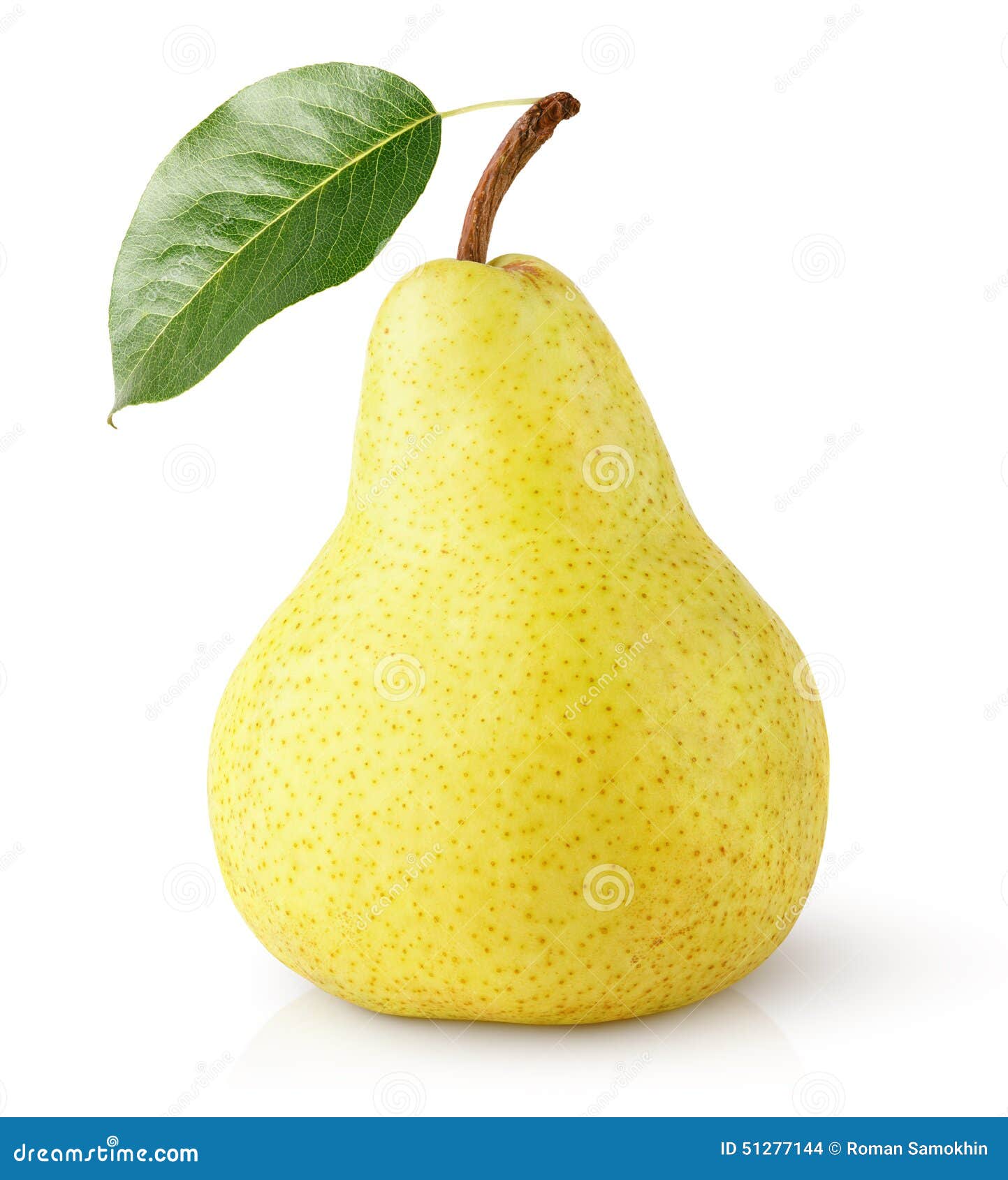 Fruto Amarelo Da Pera Com a Folha Isolada No Branco Foto de Stock ...
