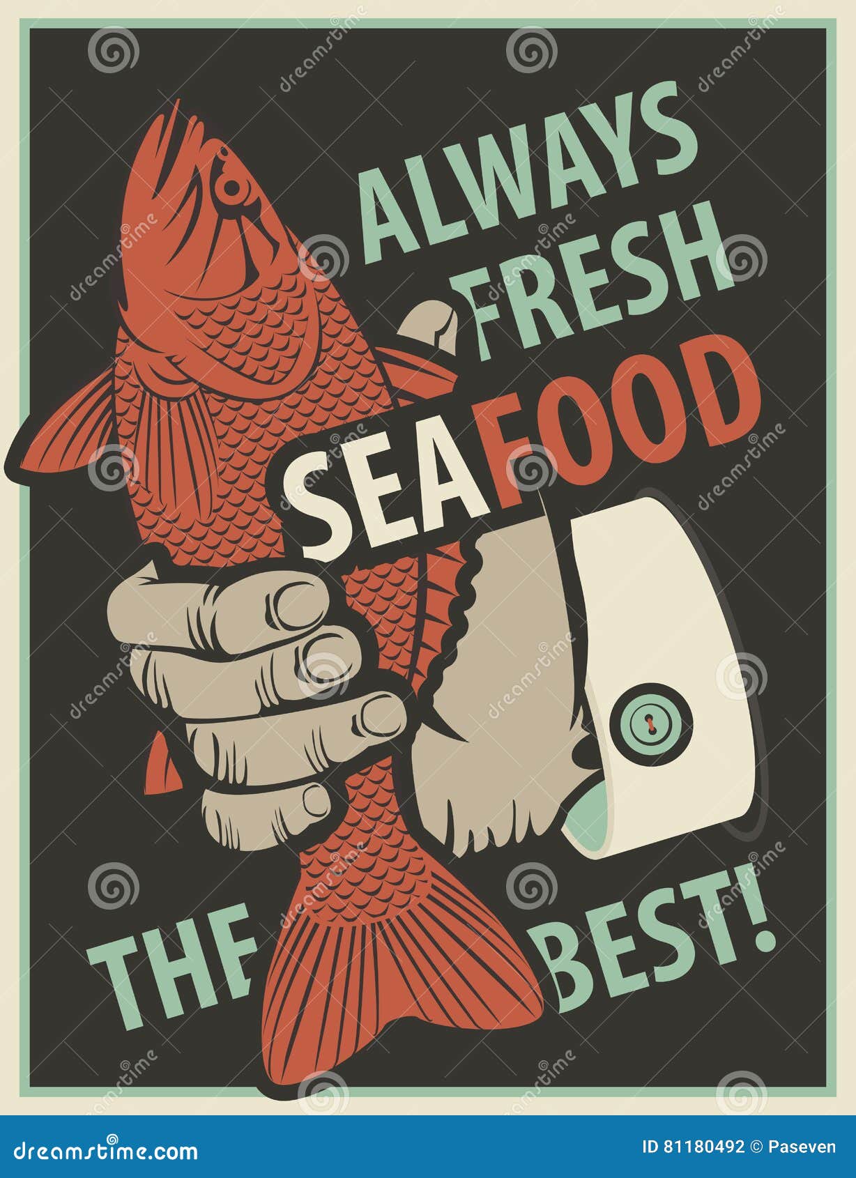 Frutti Di Mare Con Il Pesce in Mano Dell'uomo Illustrazione Vettoriale ...