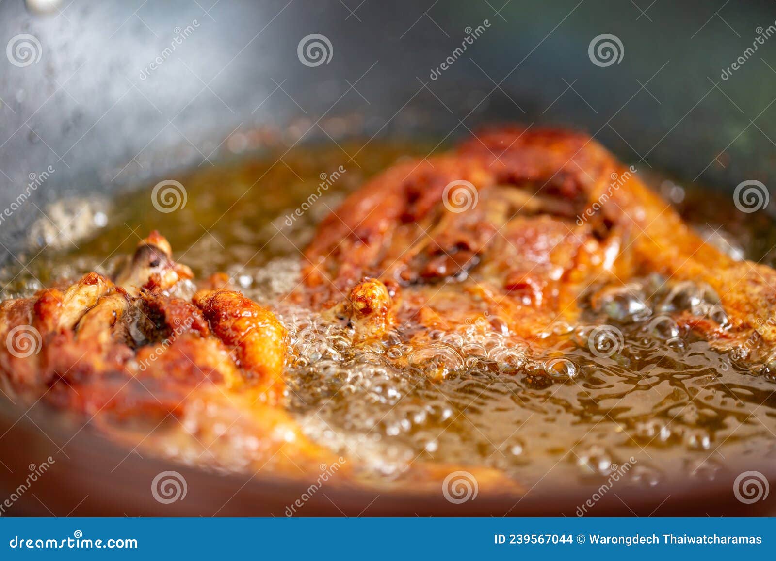 Fry the Chicken in a Pan with Boiling Oil Stock Photo - Image of dinner ...