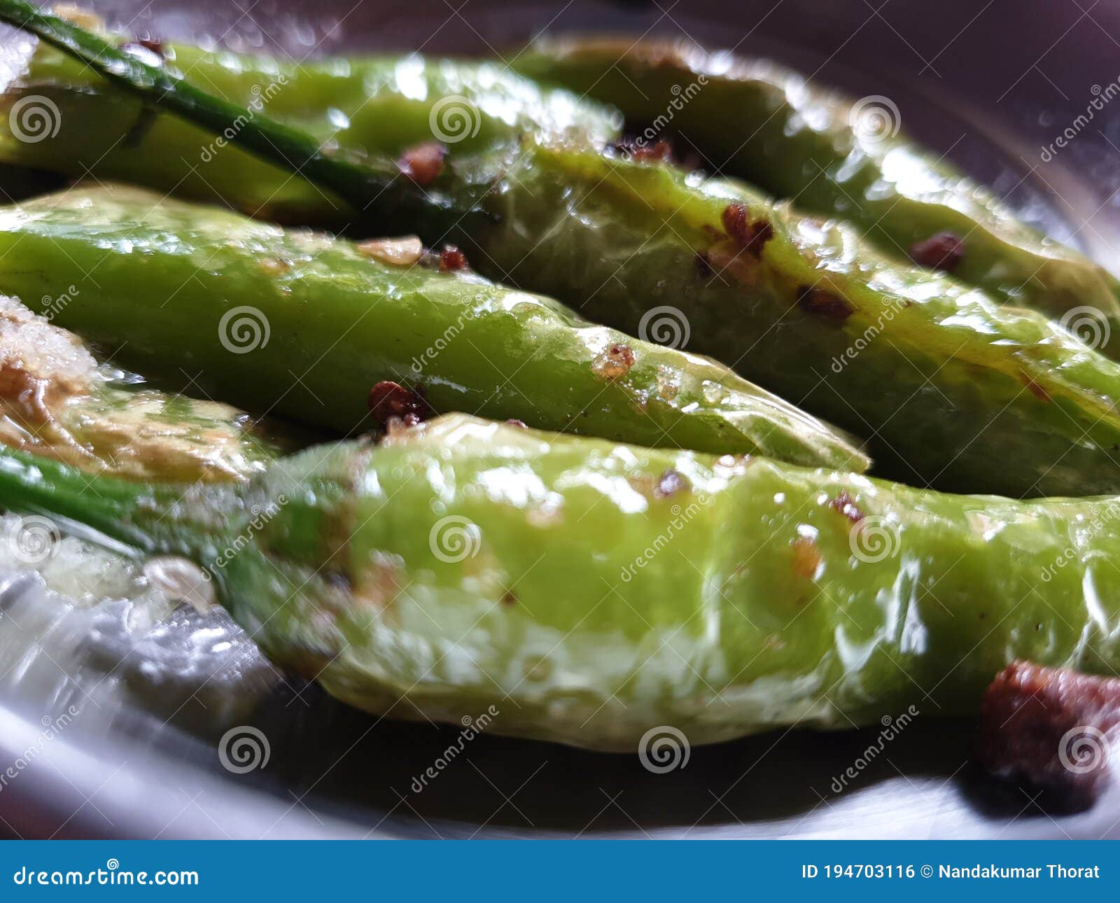 These are the Fry Chilli in Plate Stock Photo - Image of dessert ...