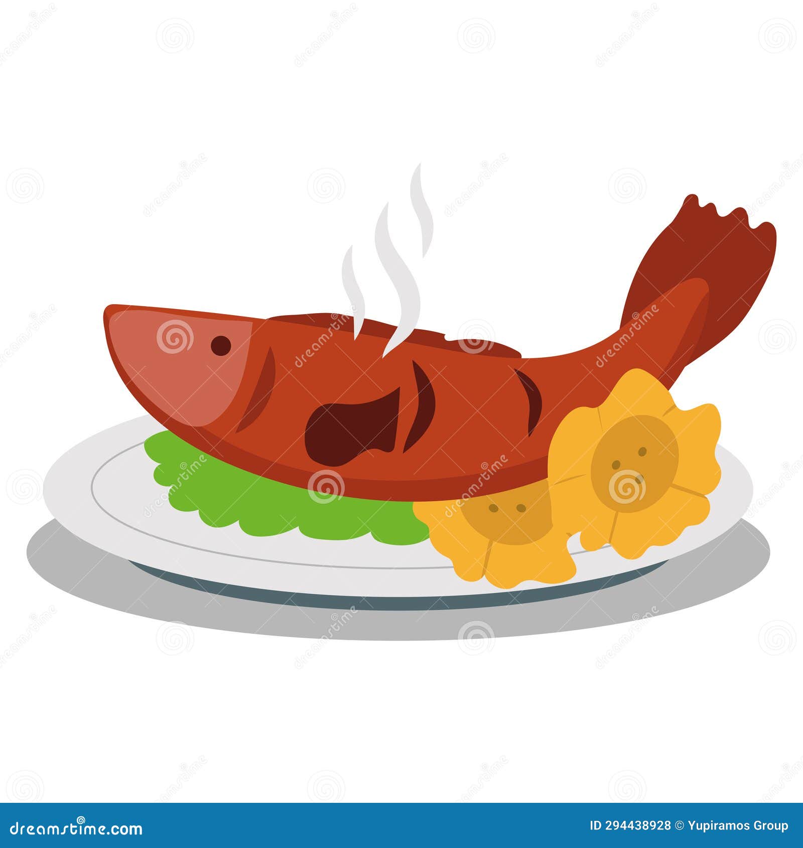 Fry fish dish stock vector. Illustration of food, restaurant - 294438928