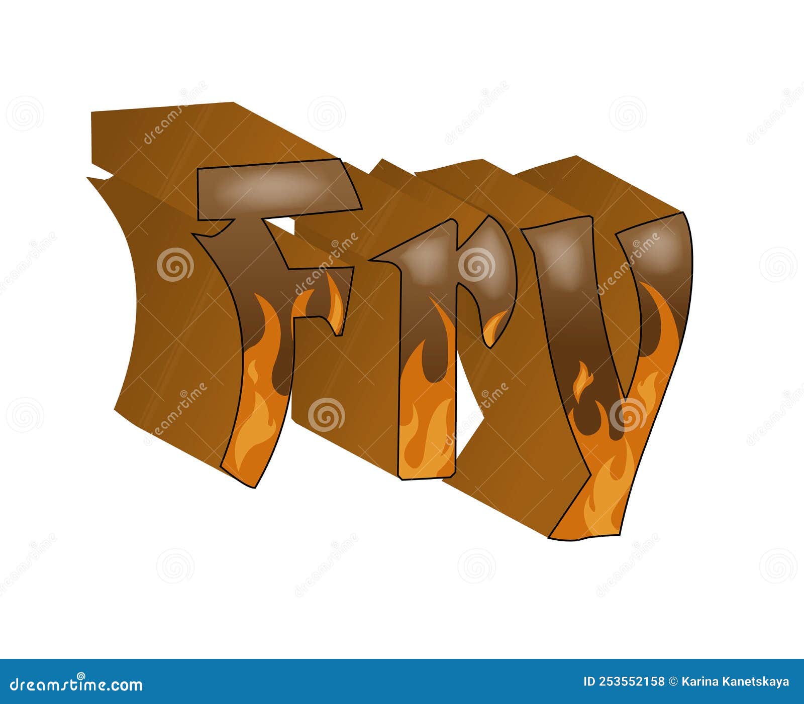 The Burning Word Fry, Fiery Letters Stock Vector - Illustration of ...