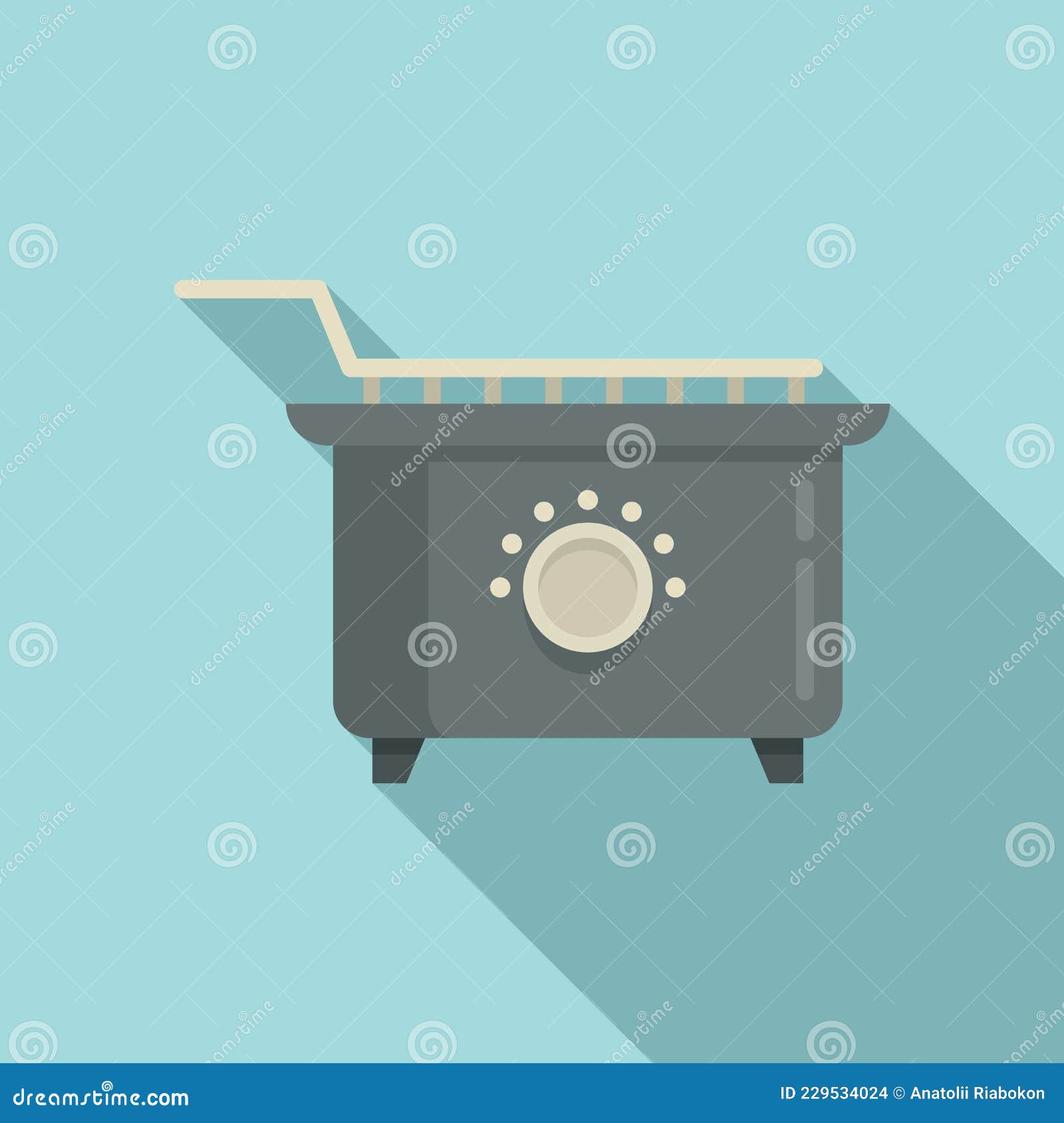 Fry Machine Icon Flat Vector. Deep Fryer Stock Vector - Illustration of ...