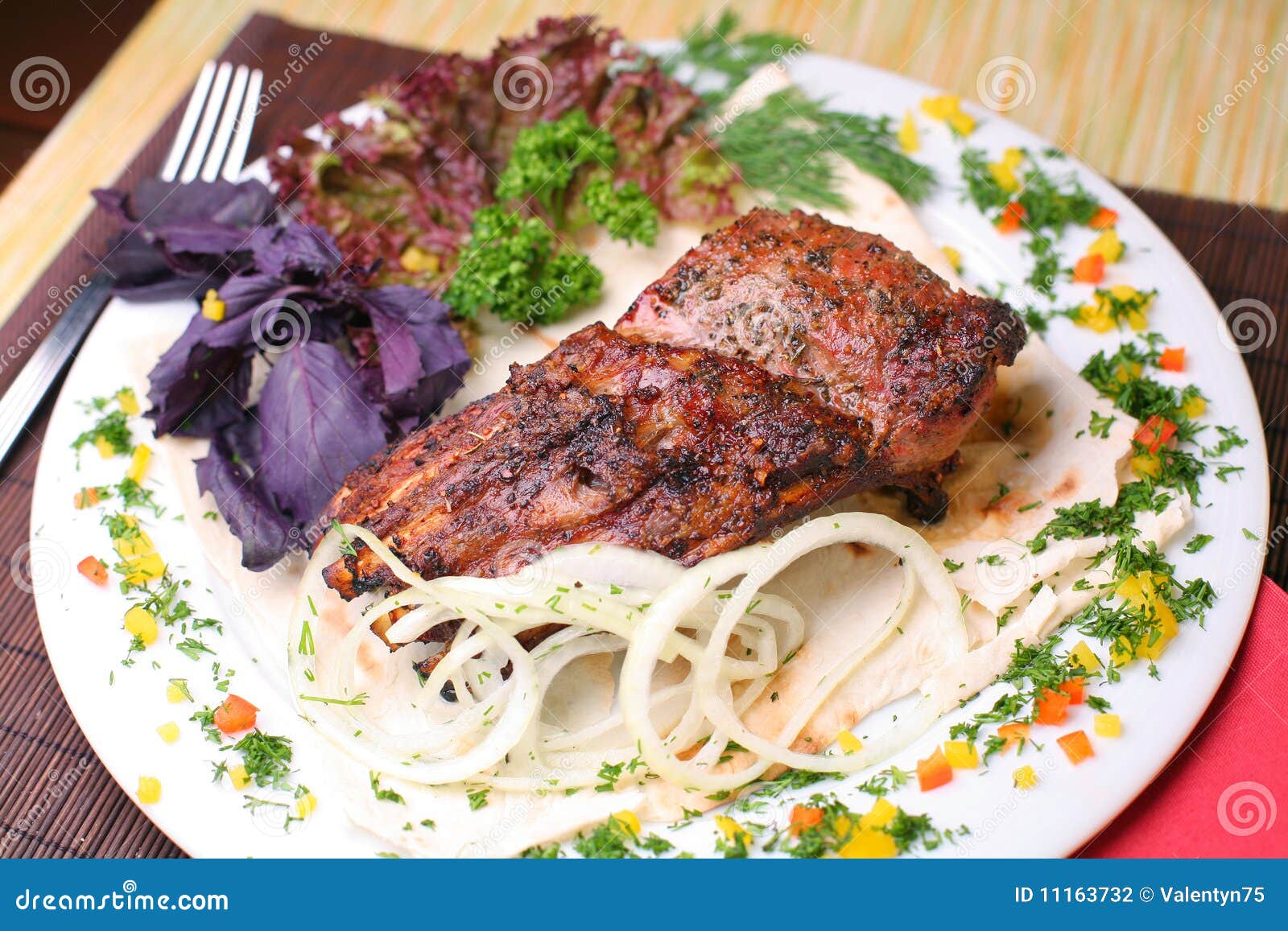 Fry meat stock photo. Image of dish, roast, dill, onion - 11163732