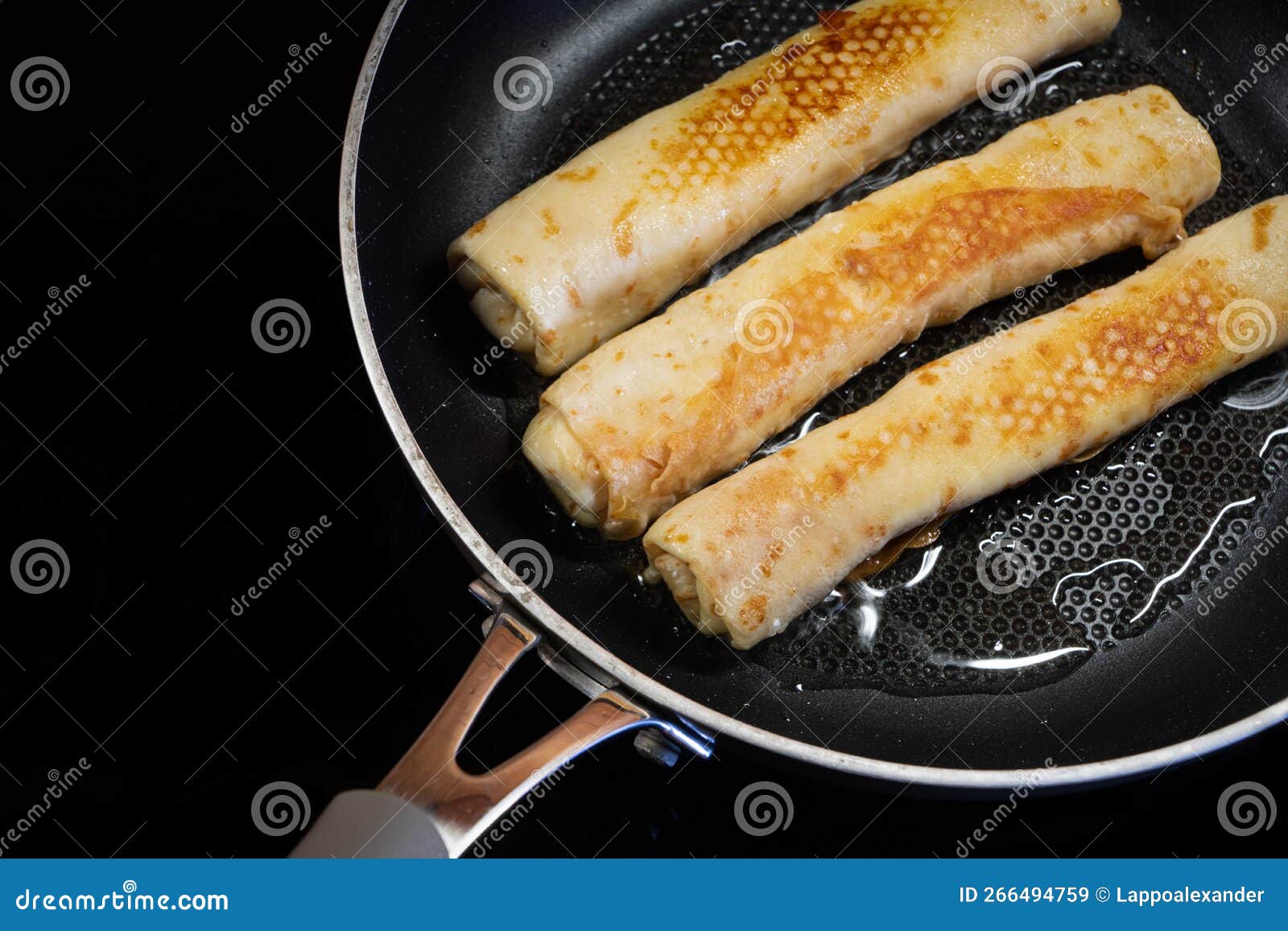 Fry in a Pan of Three Pancakes Stock Image - Image of pancakes, closeup ...