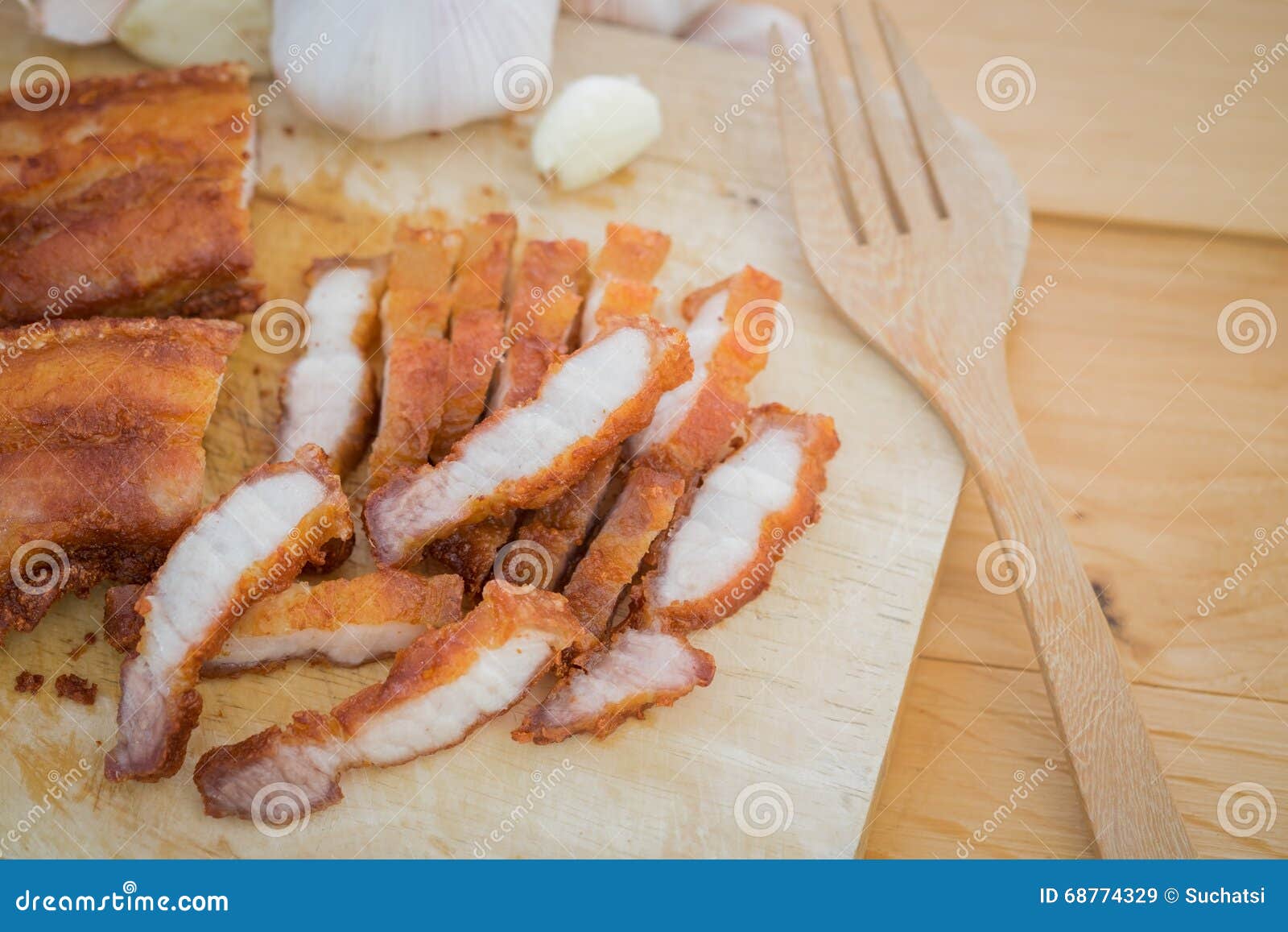 Fry pork on chopping block stock image. Image of delicious - 68774329