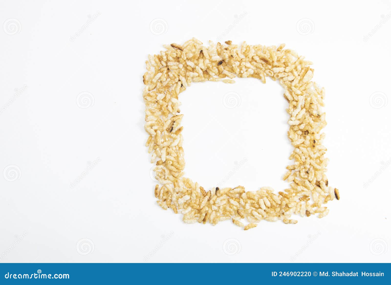 Fry Rice Rectangular Design Isolated on White, Top View, Selective ...
