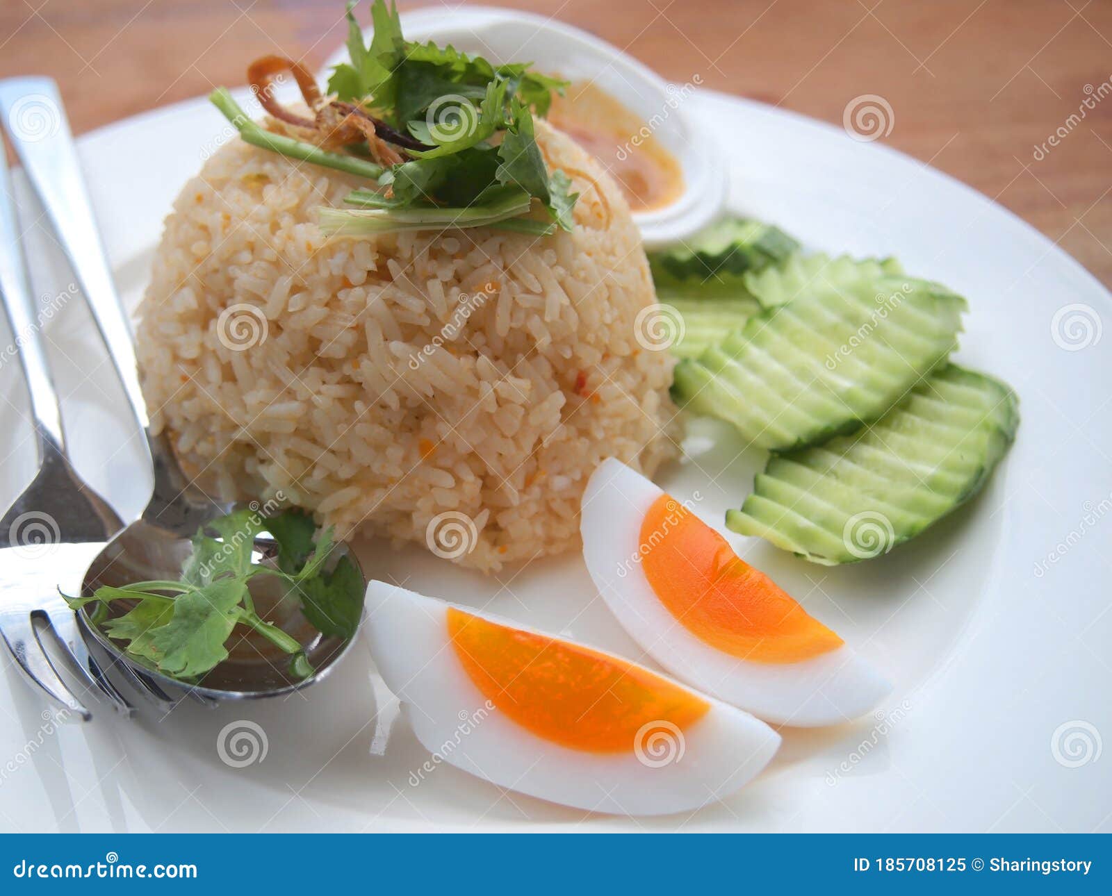 Fry Rice with the Shrimp Paste Stock Image - Image of sliced, food ...