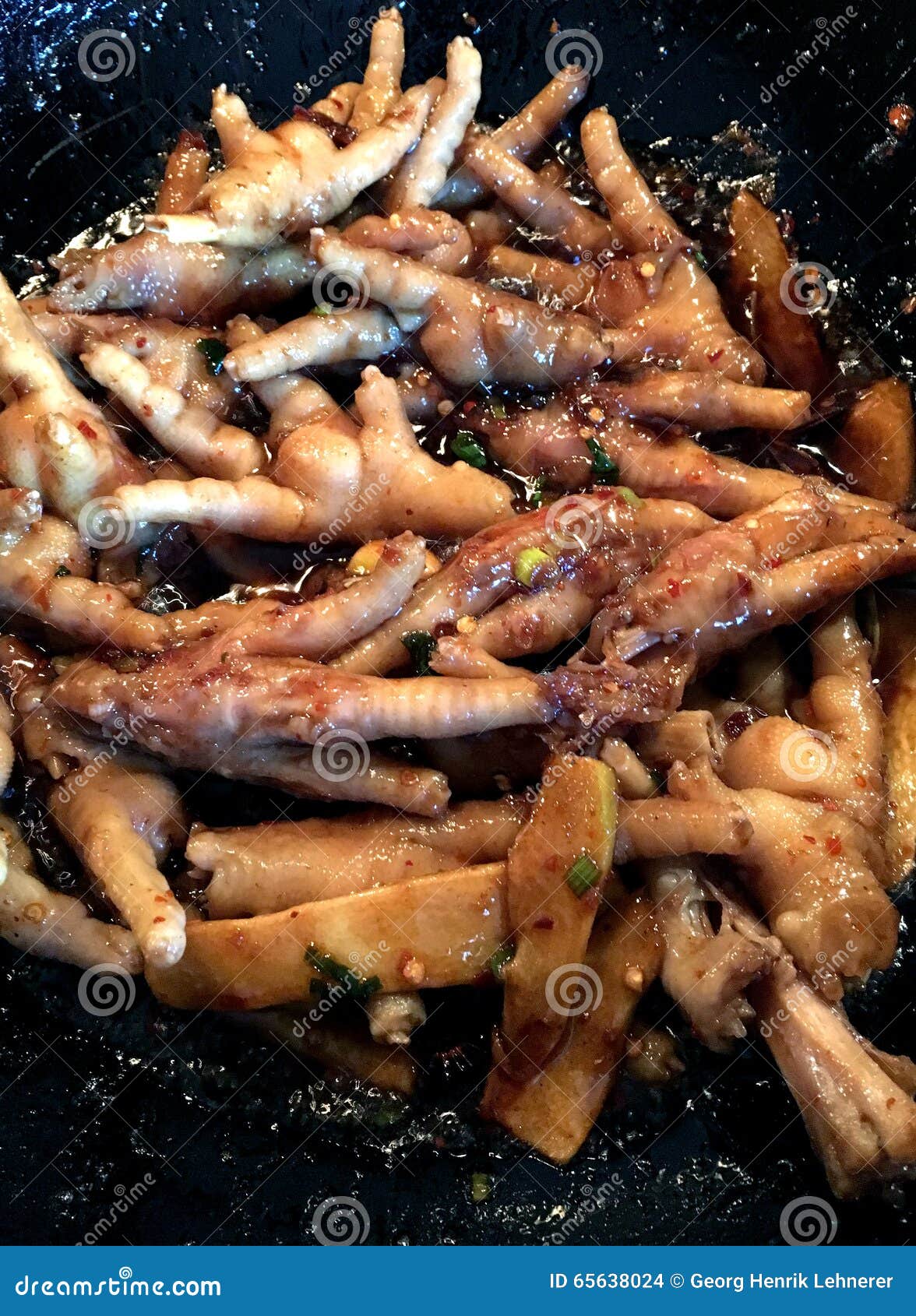 Frying Chicken Feet stock photo. Image of food, chilies - 65638024