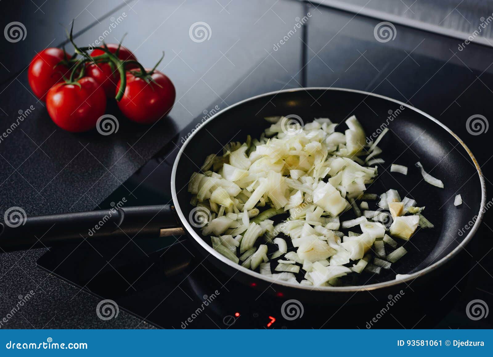 Frying Chopped Onion on Olive Oil Stock Image - Image of making, cooker ...