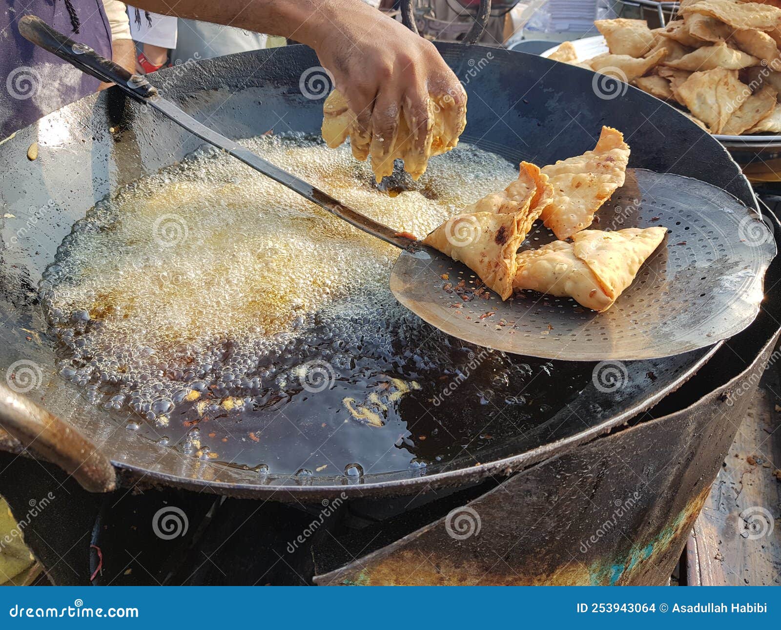 Frying Crispy Samosa and Kept for Sale Stock Photo - Image of samosa ...