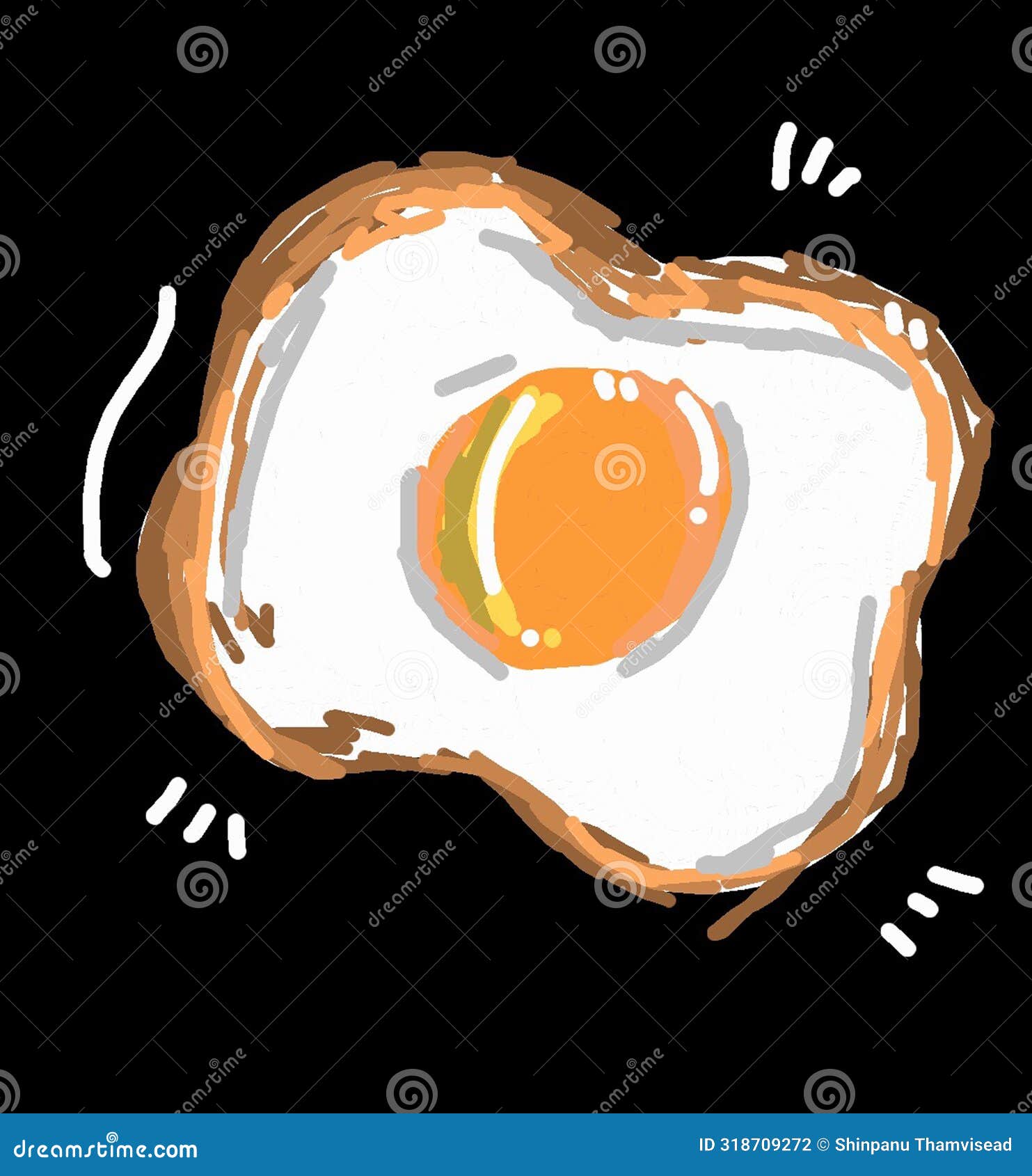 Frying Egg Using Hand Drawing or Doodle Art on Black Background. Stock ...