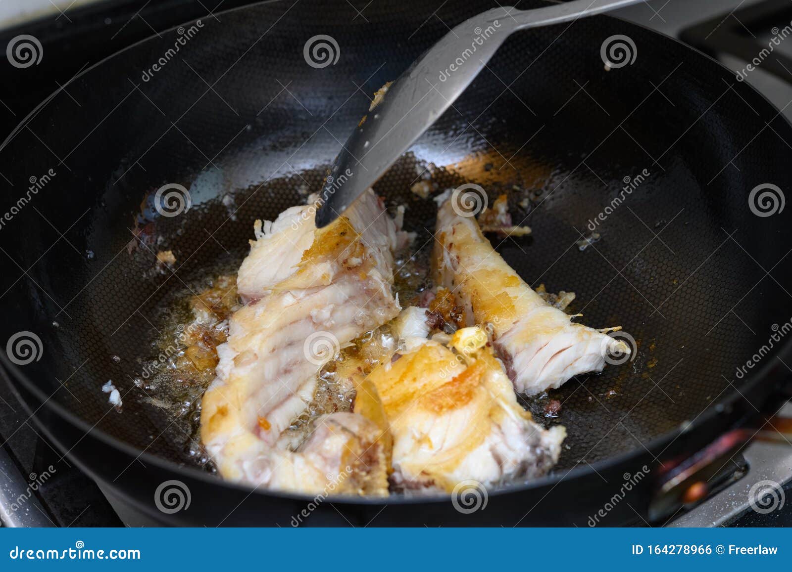 Frying Fresh Fish on a Pan at Home Stock Photo - Image of serve, cook ...
