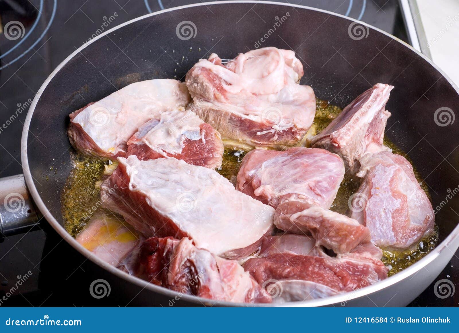 Frying meat stock photo. Image of heat, cooking, macro - 12416584