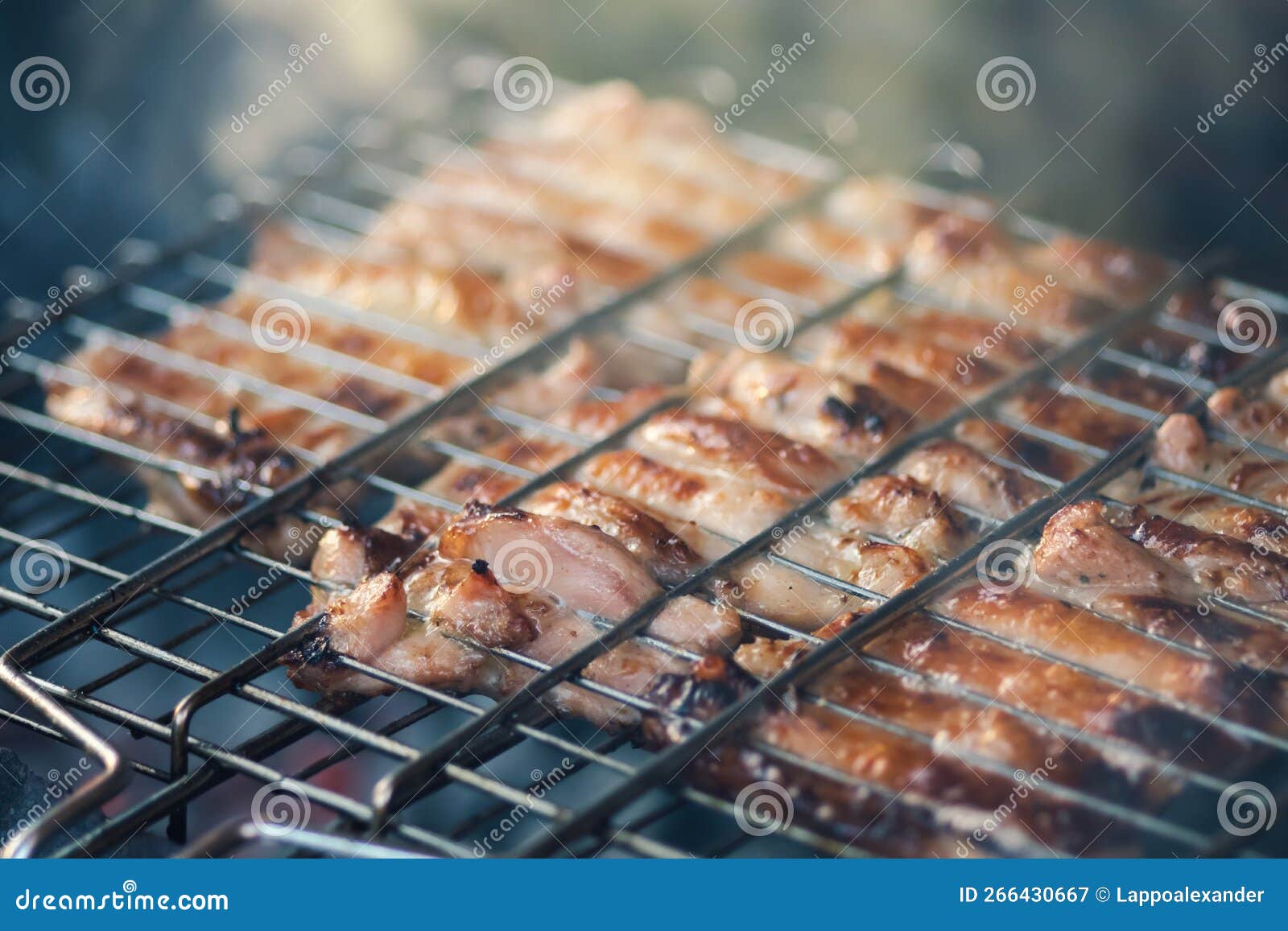 Frying meat on the grill stock image. Image of coal - 266430667