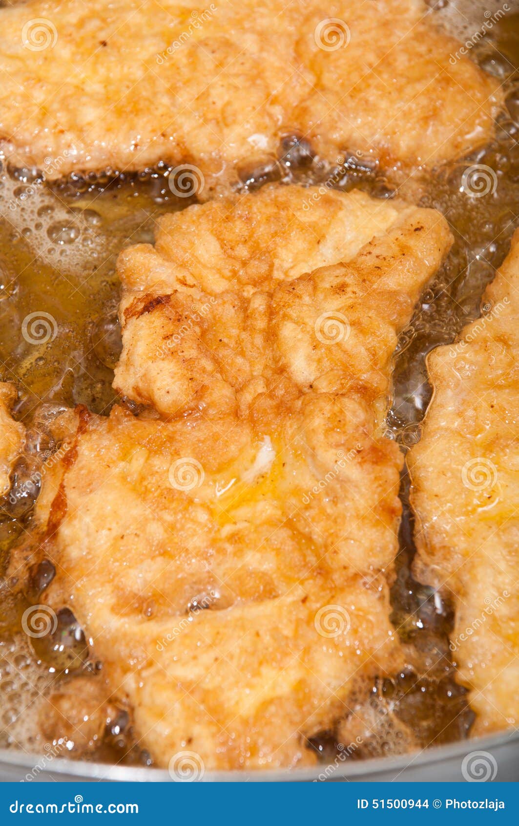 Frying Meat in Hot Oil in a Frying Pan Stock Photo - Image of fillet ...