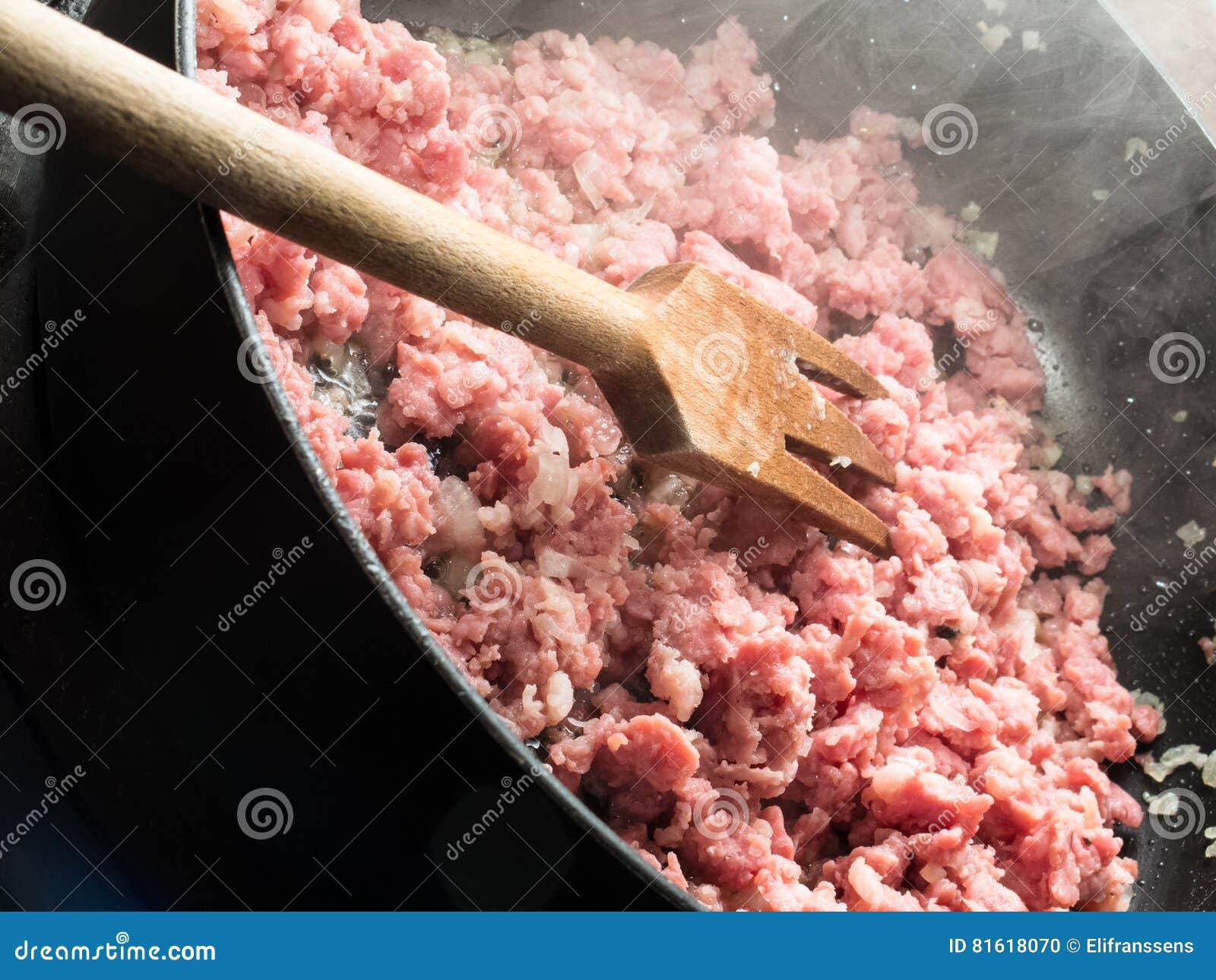 Frying minced meat stock photo. Image of minced, preparation - 81618070