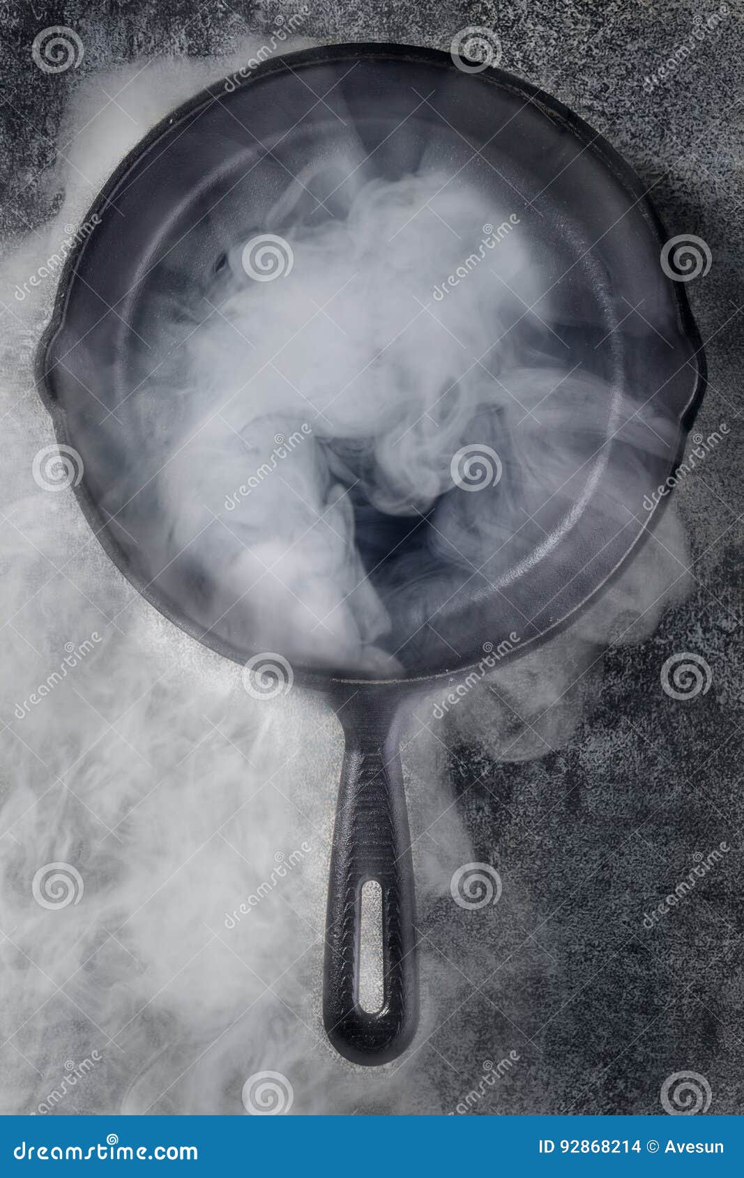 Frying Pan with Cloud of Smoke Stock Photo - Image of kitchen ...