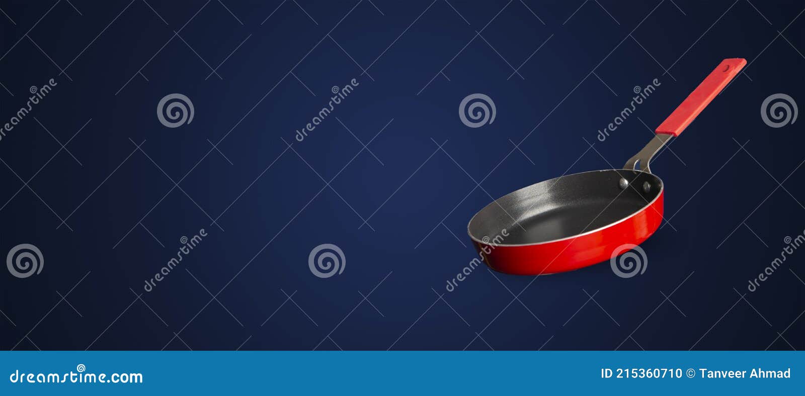 Frying Pan Floating on Blue Banner Background Stock Photo - Image of ...