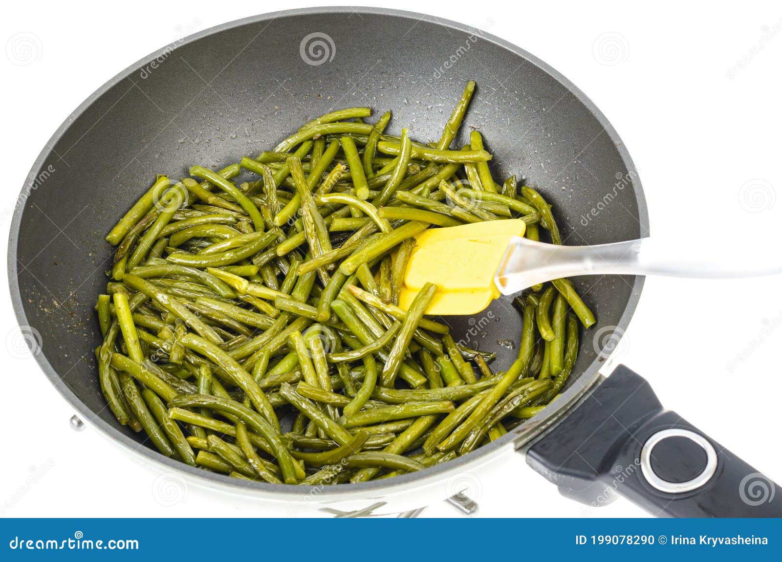 Frying Pan with Fried Garlic Arrows. Photo Stock Photo - Image of ...