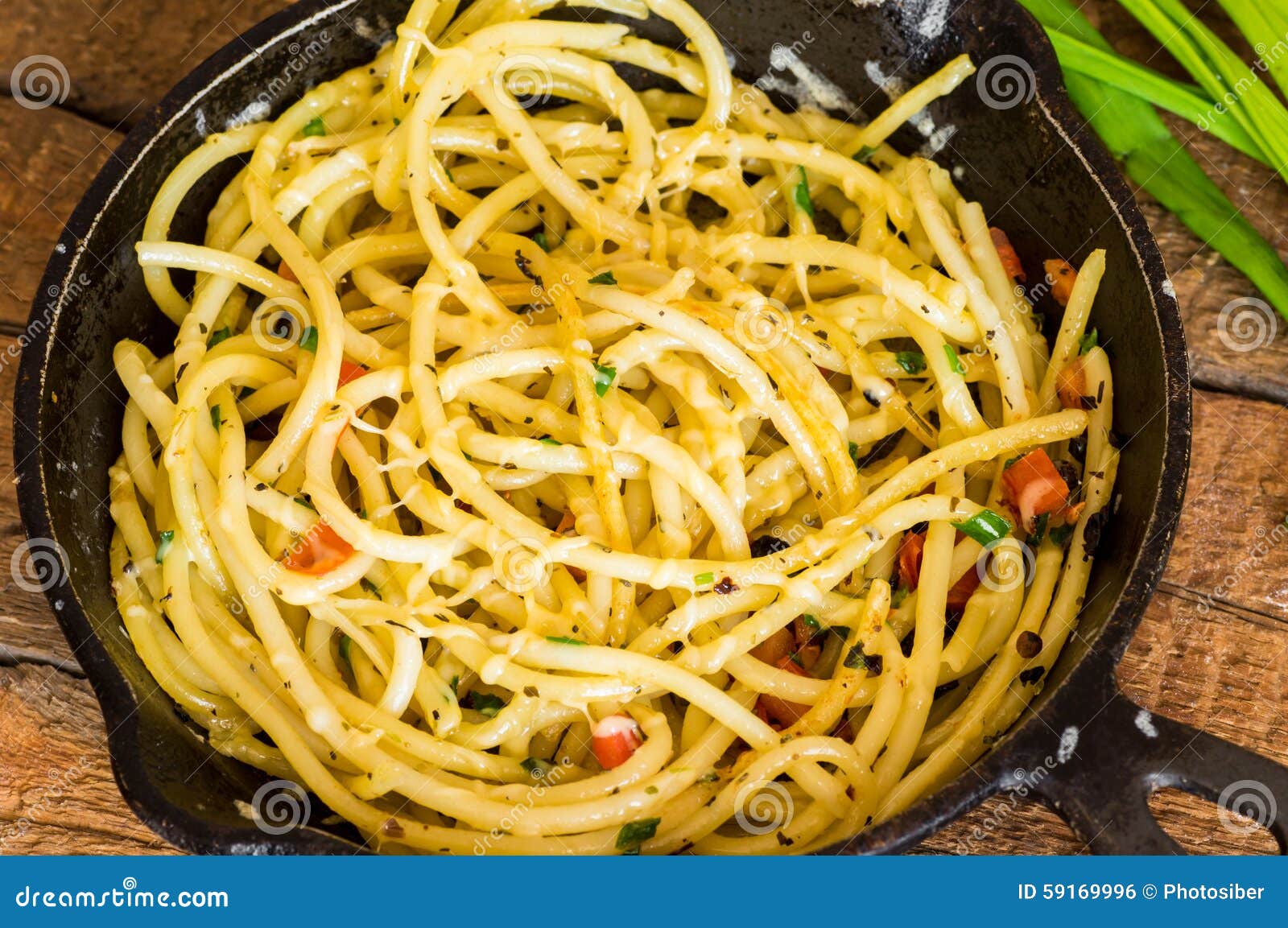 Frying Pan with Fried Pasta Stock Photo - Image of cheese, italian ...