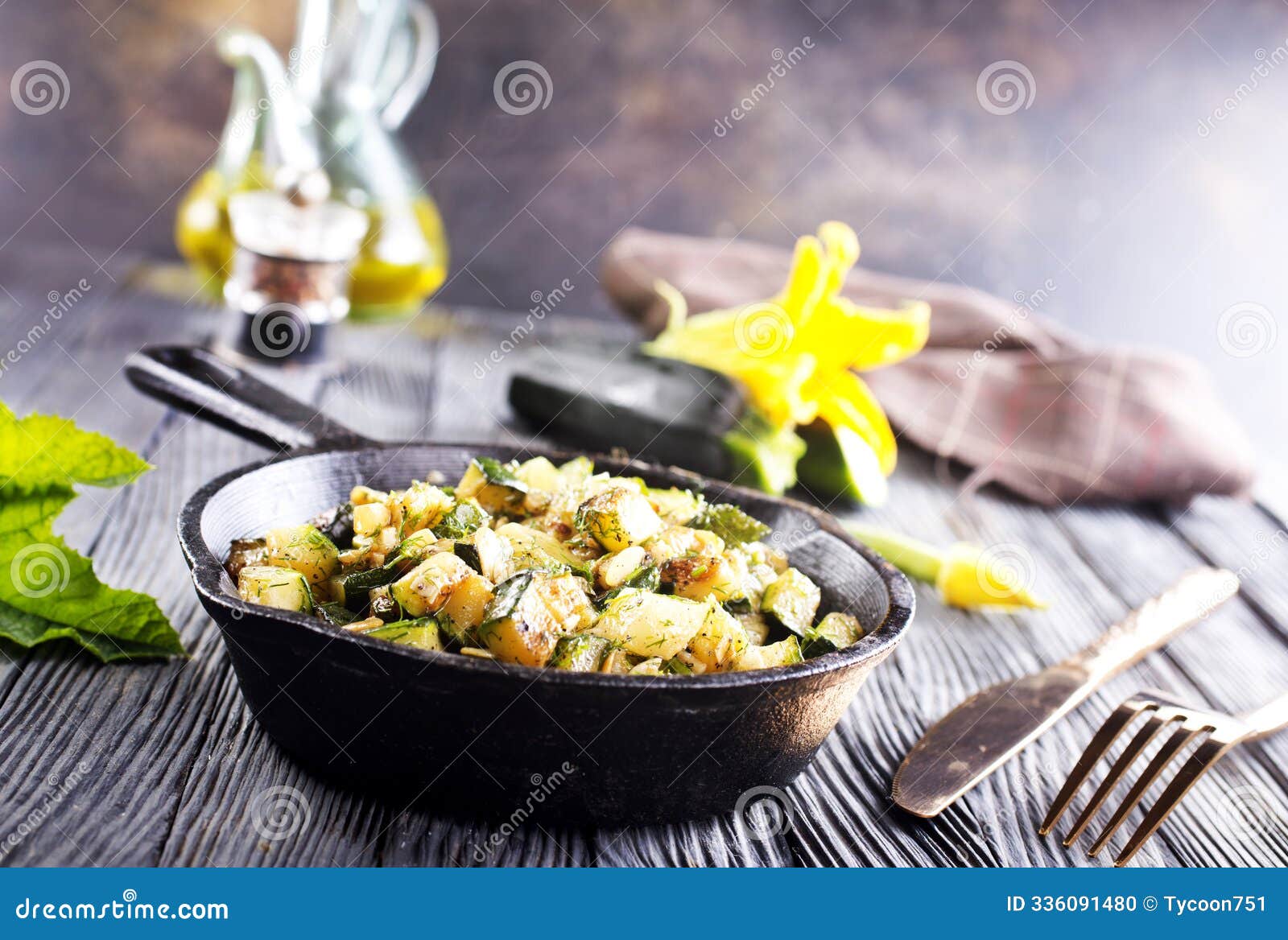 Frying Pan with Fried Seasonal Vegetables, Spring Food Stock Photo ...