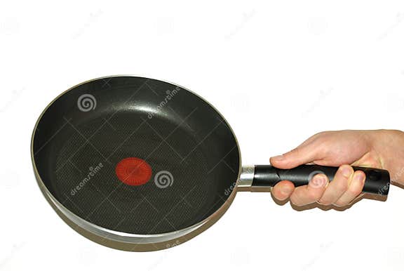 Frying pan in hand stock photo. Image of cooking, heat - 6825486
