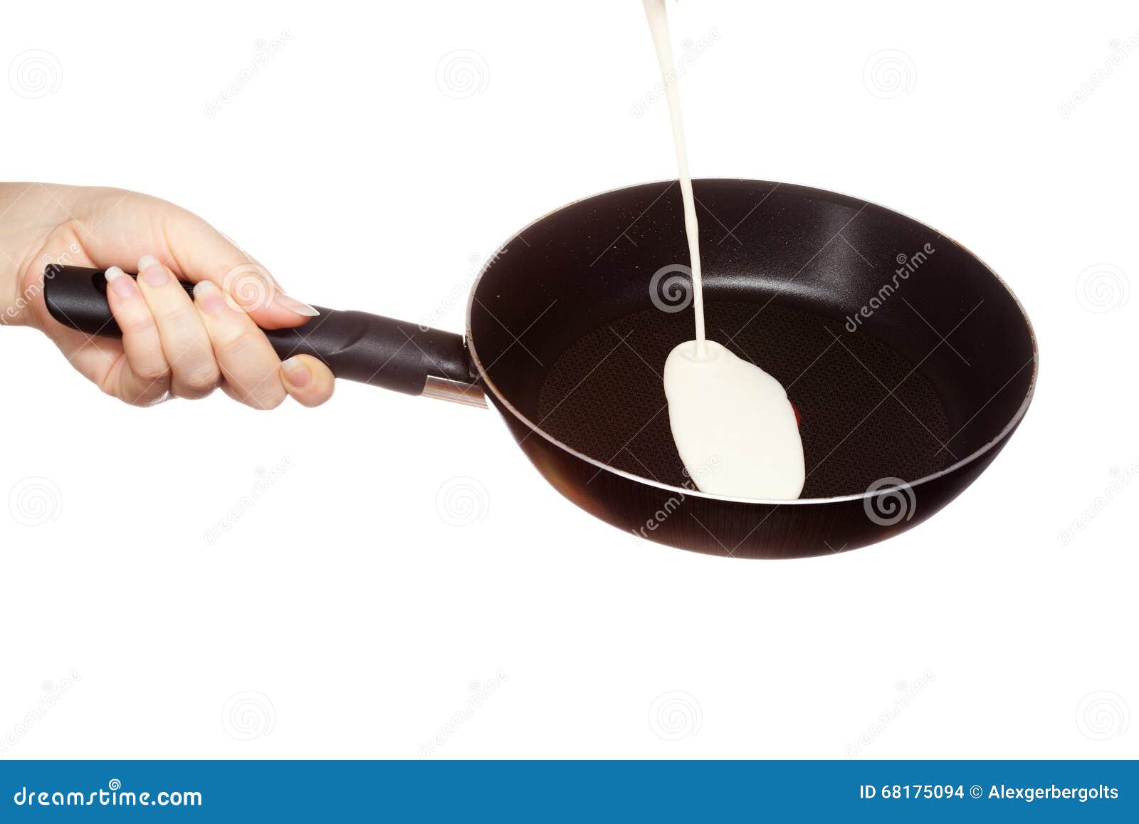 Frying Pan in Hand, Isolated on White Stock Photo - Image of steel ...