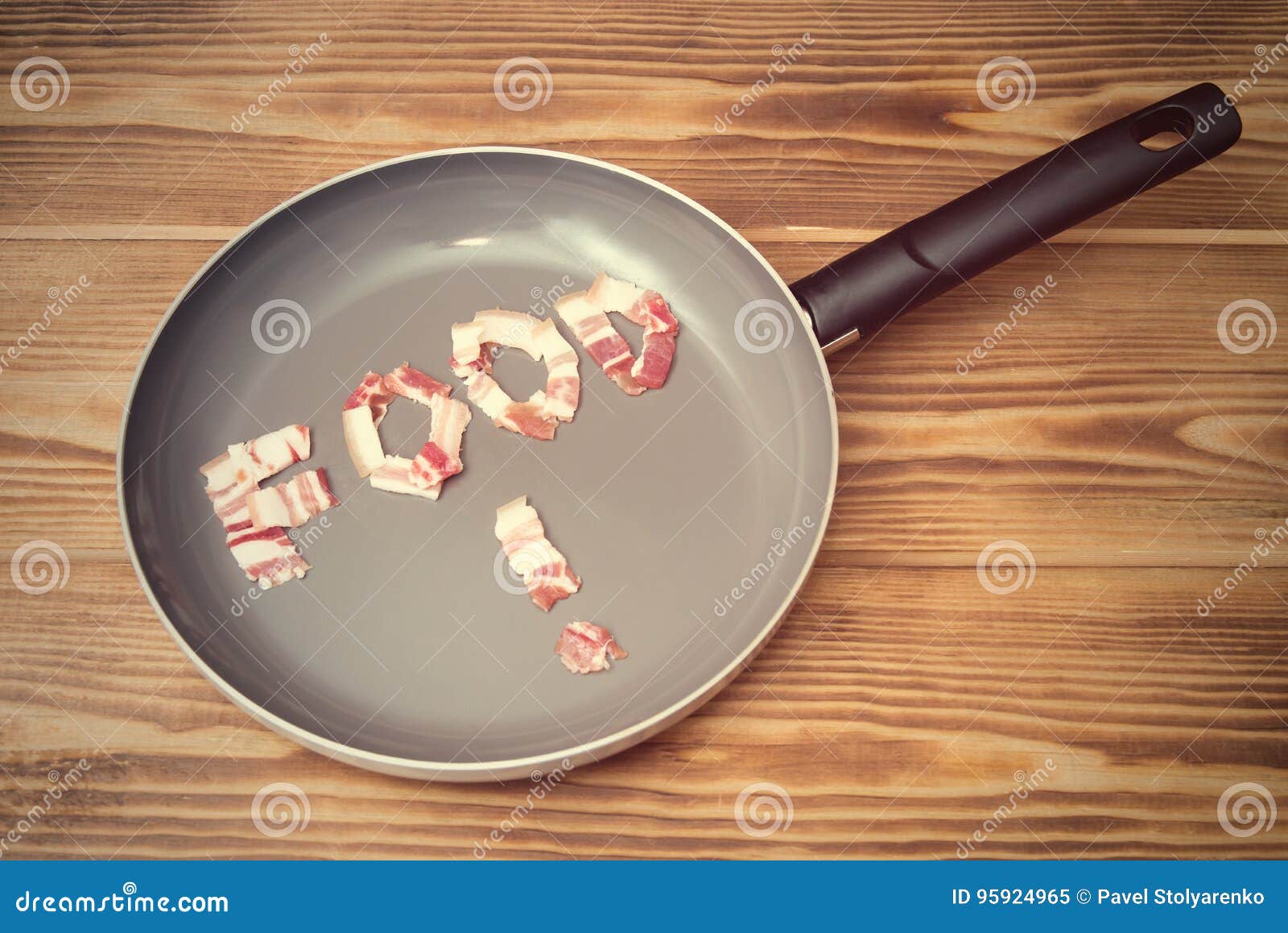A Frying Pan with the Inscription Food Stock Image - Image of fillet ...
