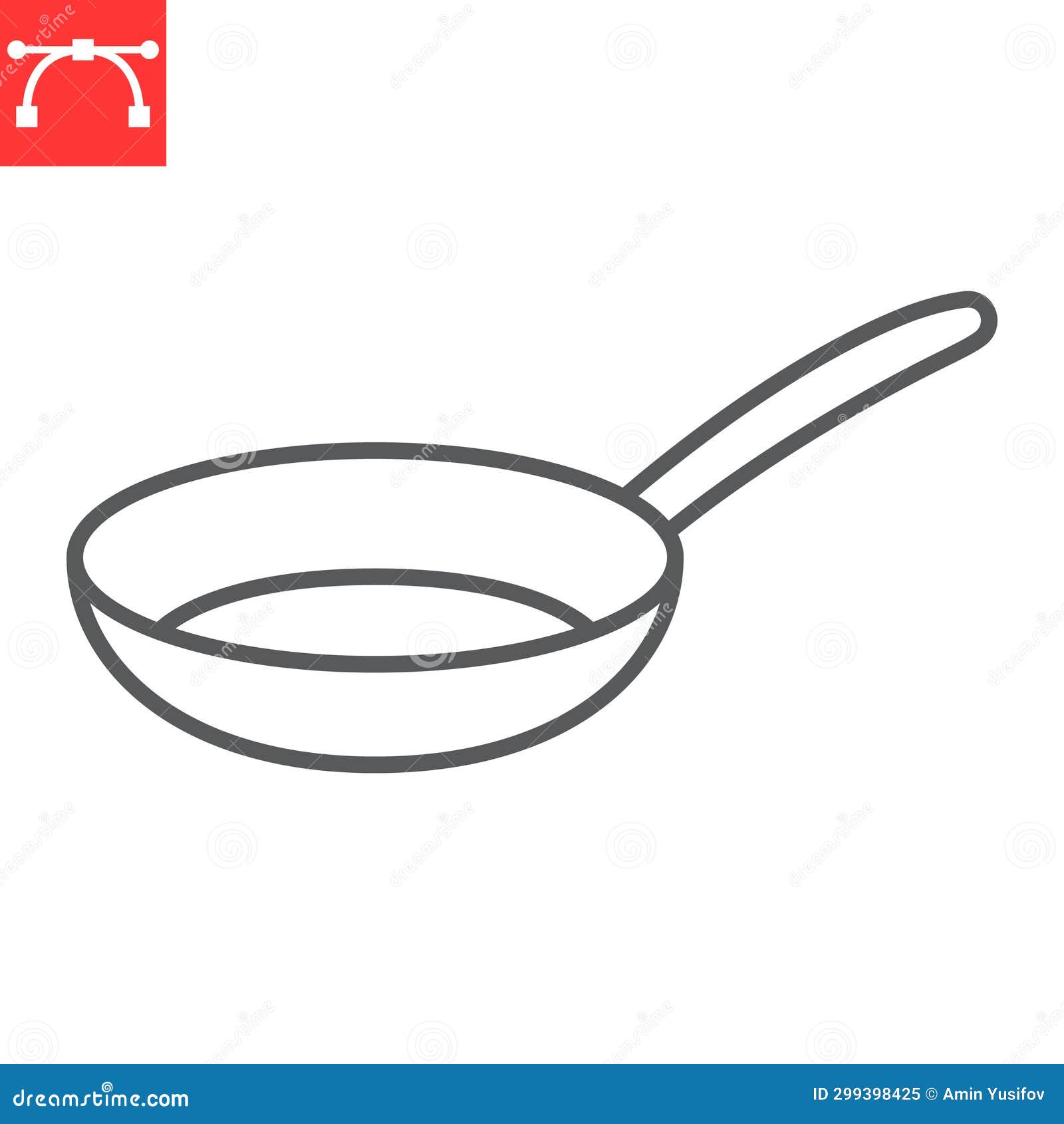 Frying pan line icon stock illustration. Illustration of chef - 299398425