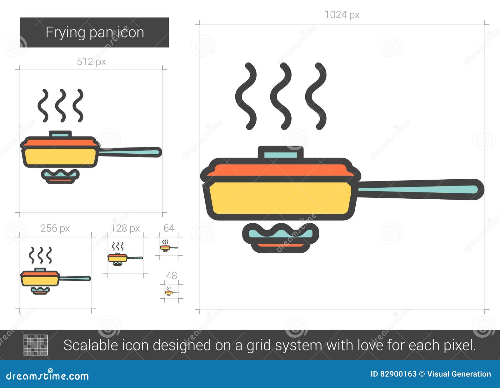 Frying pan line icon. stock vector. Illustration of icon - 82900163