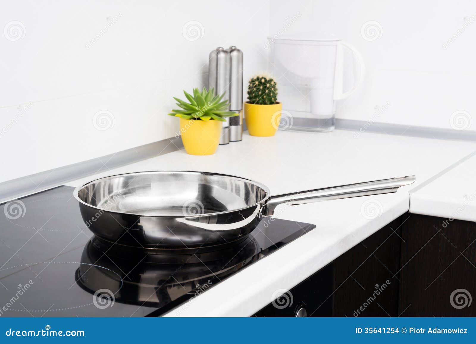 Frying Pan in Modern Kitchen Stock Photo - Image of flat, design: 35641254
