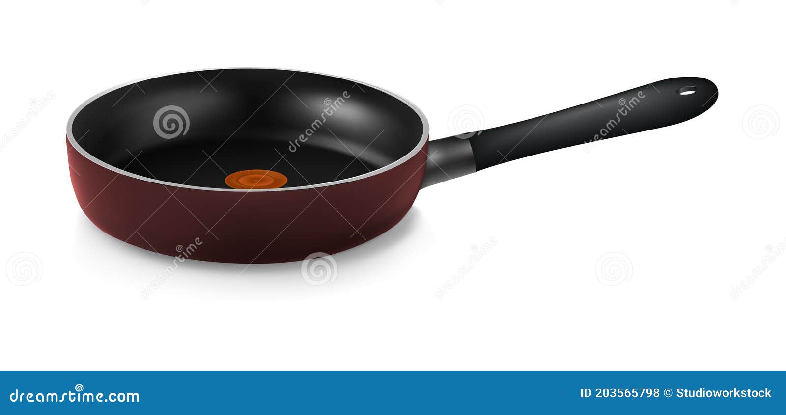 Frying Pan with Non-stick Coating Side View Isolated Stock Vector ...