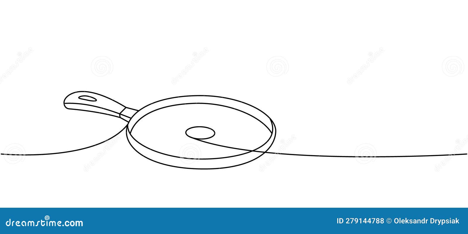 Frying Pan One Line Continuous Drawing. Kitchen Tools Continuous One ...