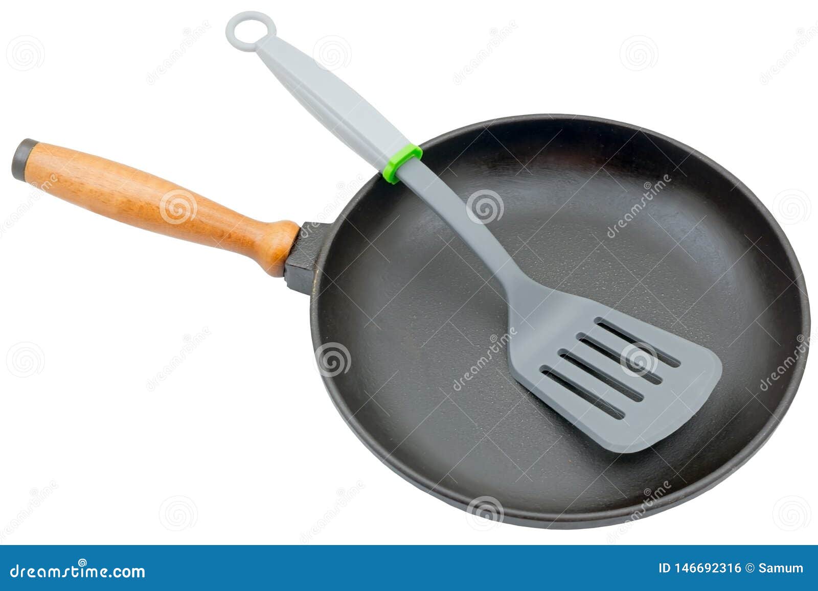 Frying pan with spatula stock photo. Image of home, cast - 146692316