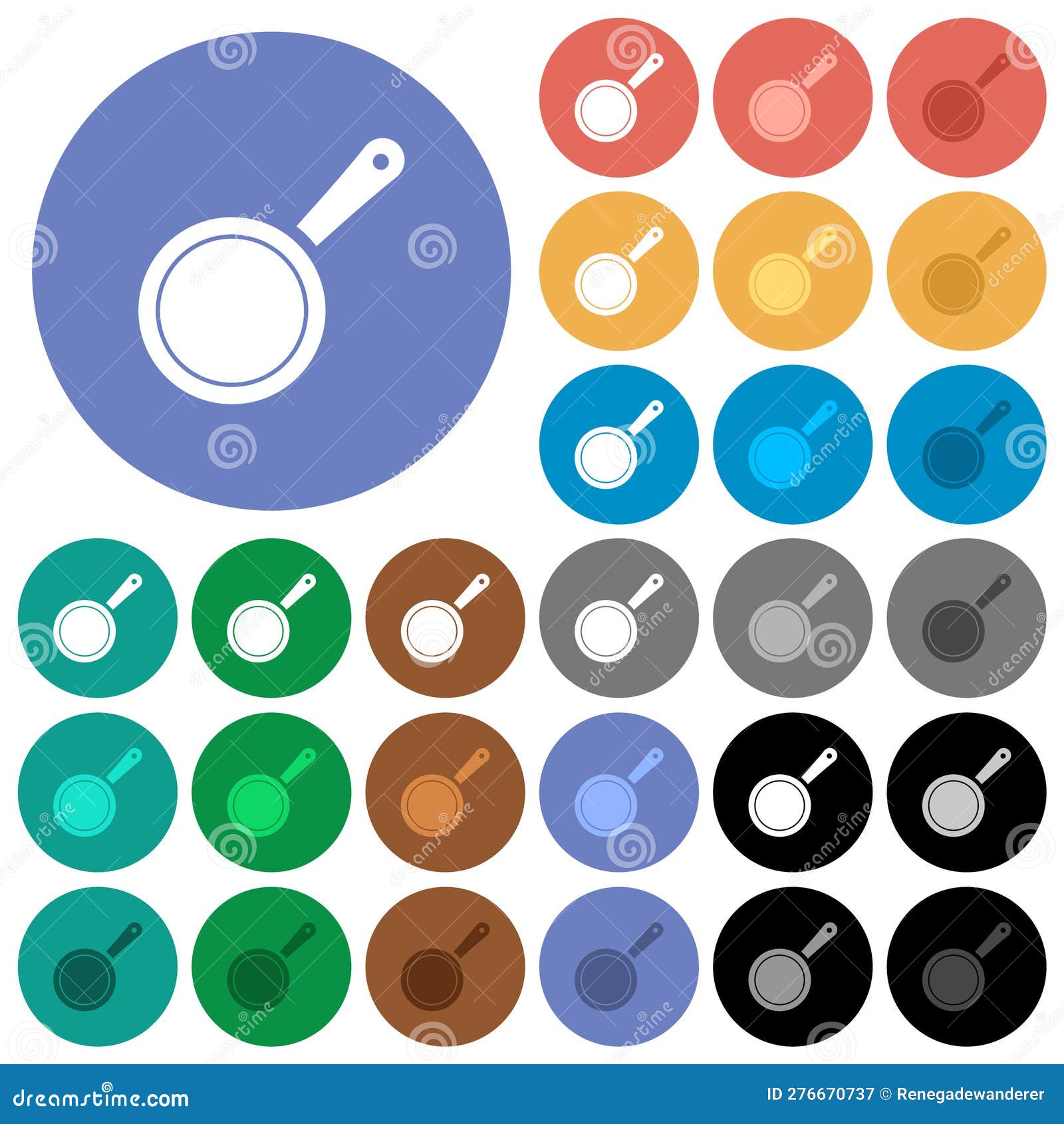 Frying Pan Top View Kitchen Cookware Equipment In Cartoon Style ...