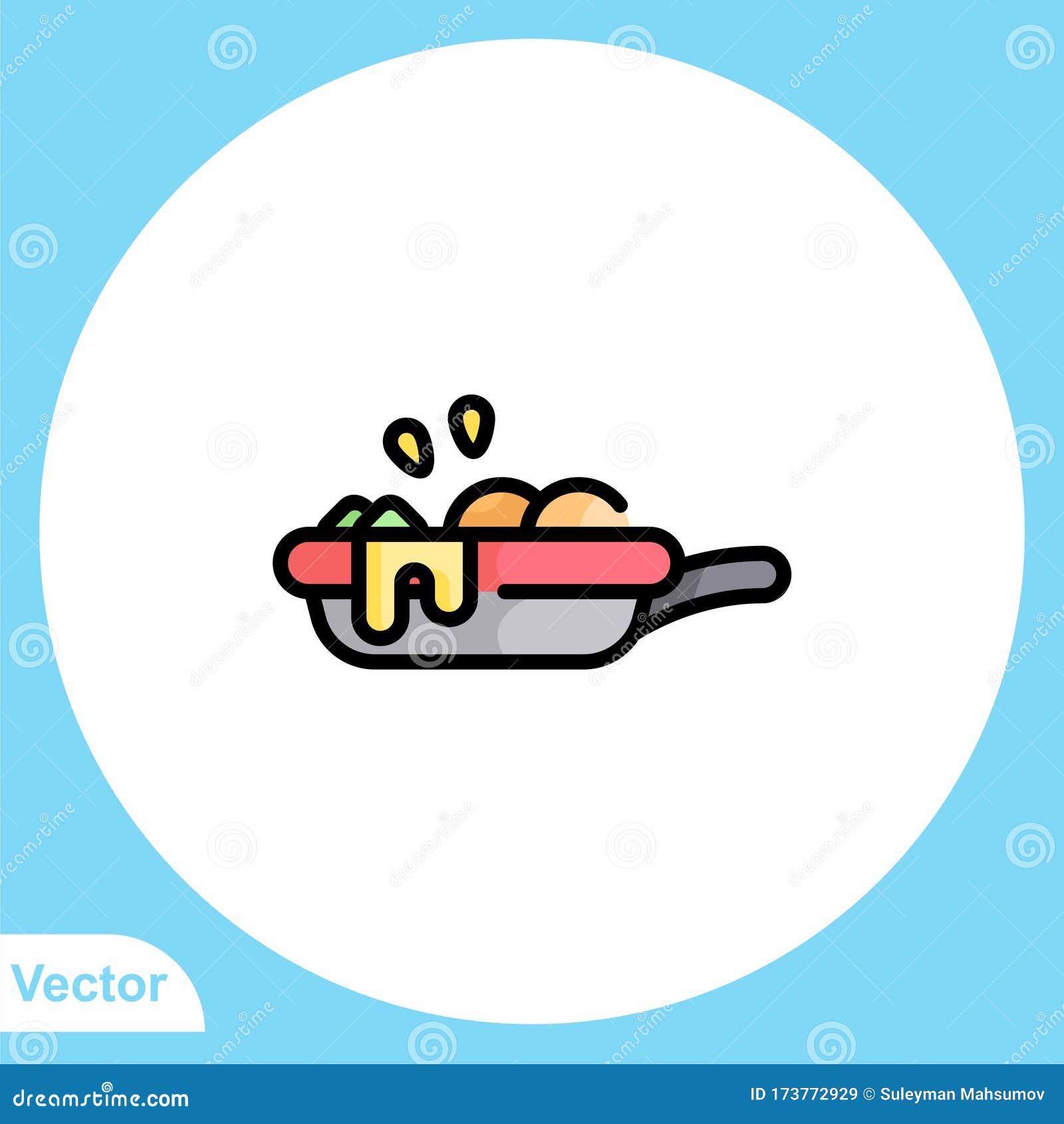 Frying Pan Vector Icon Sign Symbol Stock Illustration - Illustration of ...