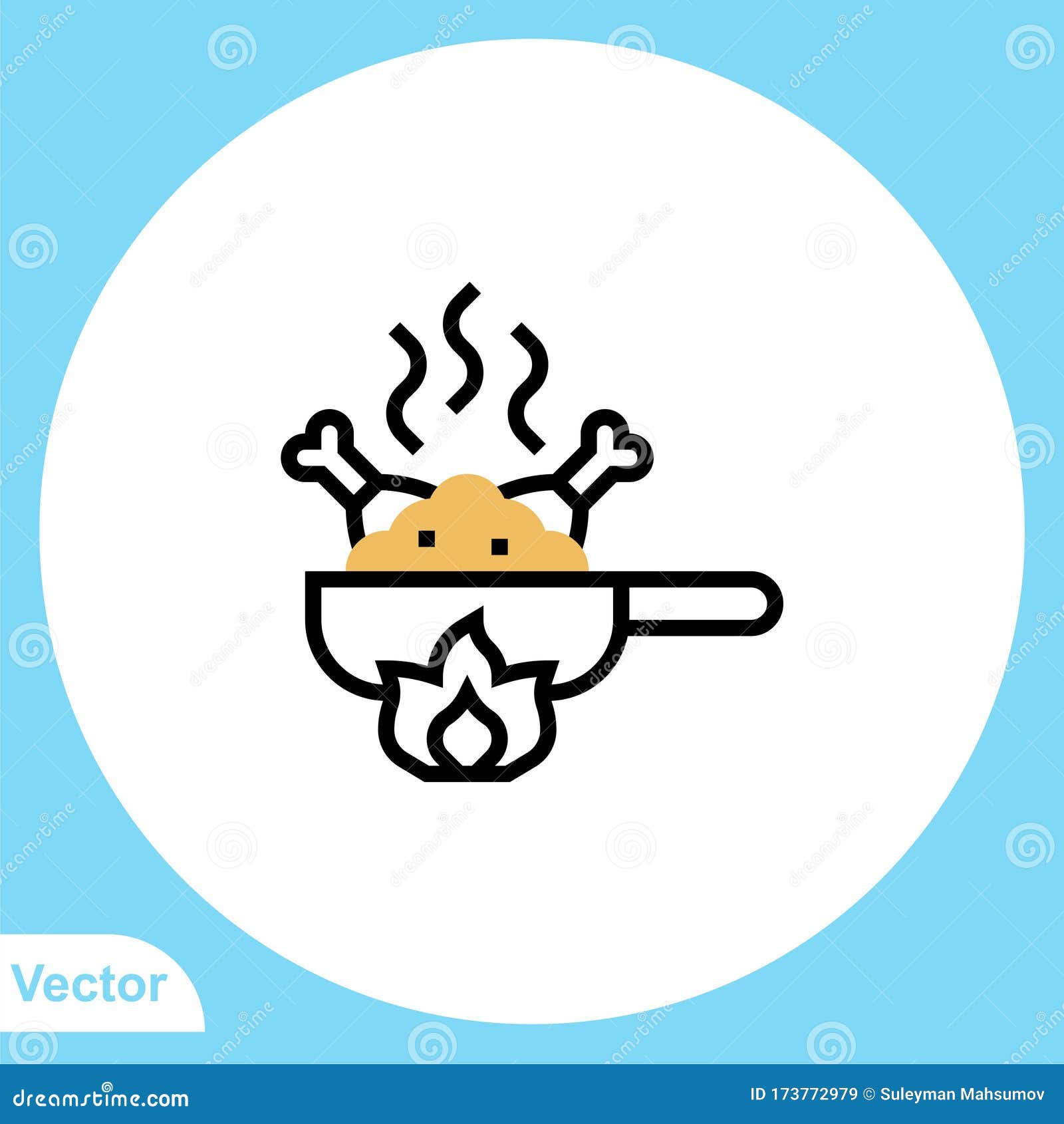 Frying Pan Vector Icon Sign Symbol Stock Illustration - Illustration of ...