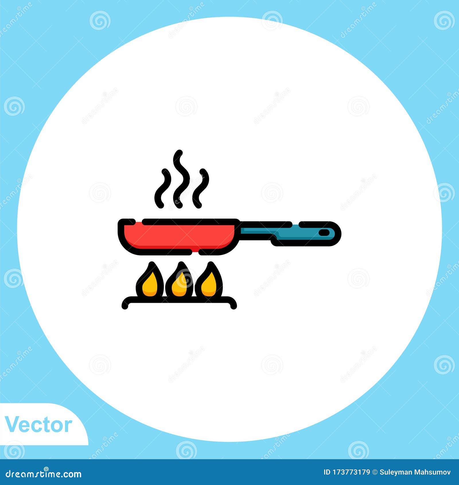 Frying Pan Vector Icon Sign Symbol Stock Vector - Illustration of ...