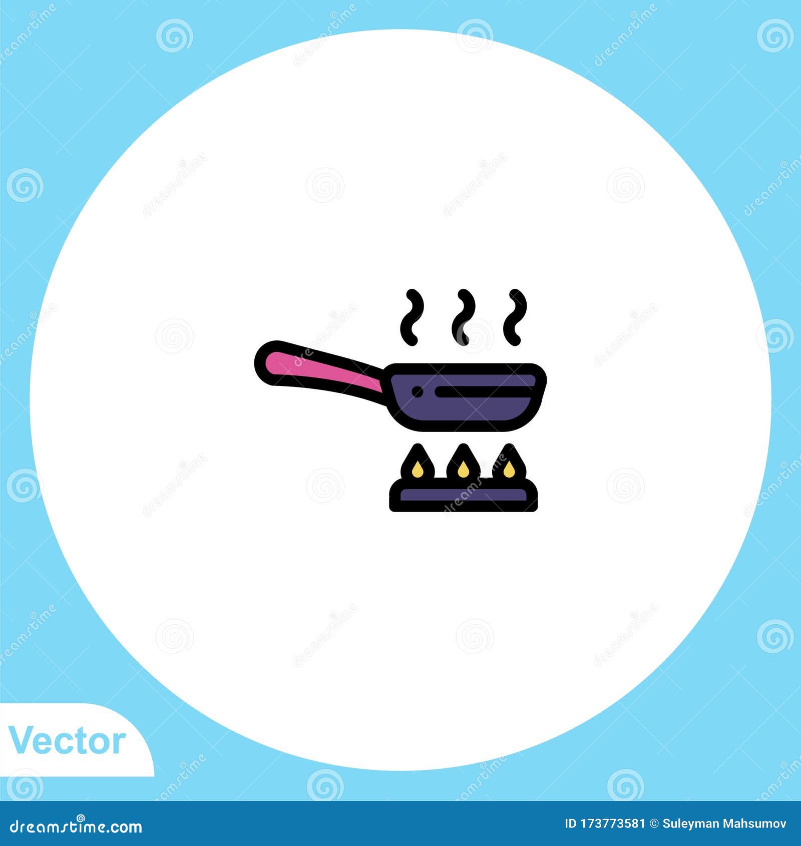 Frying Pan Vector Icon Sign Symbol Stock Illustration - Illustration of ...