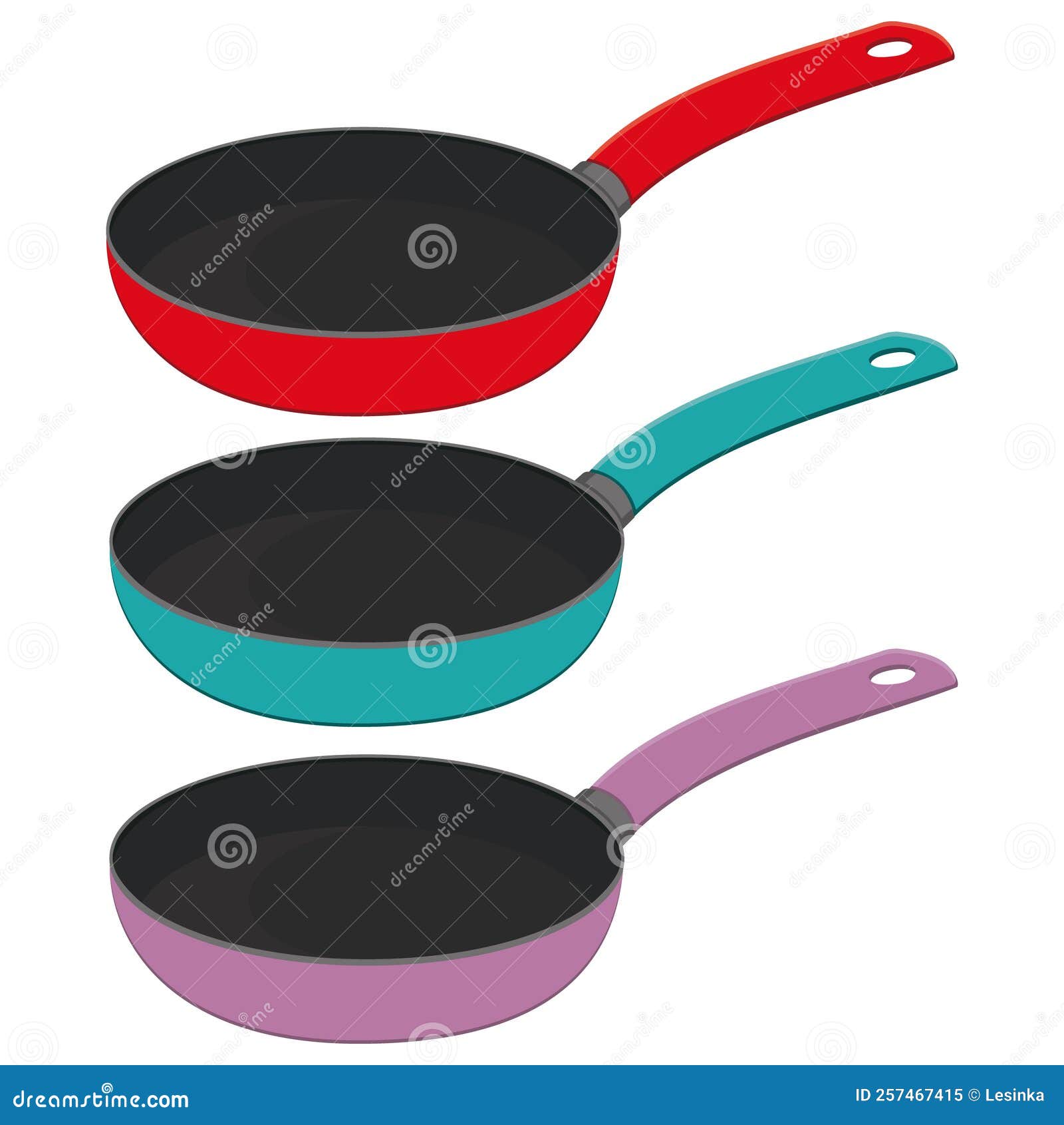 Frying Pans, Color Vector Illustration in Cartoon Style Stock Vector ...