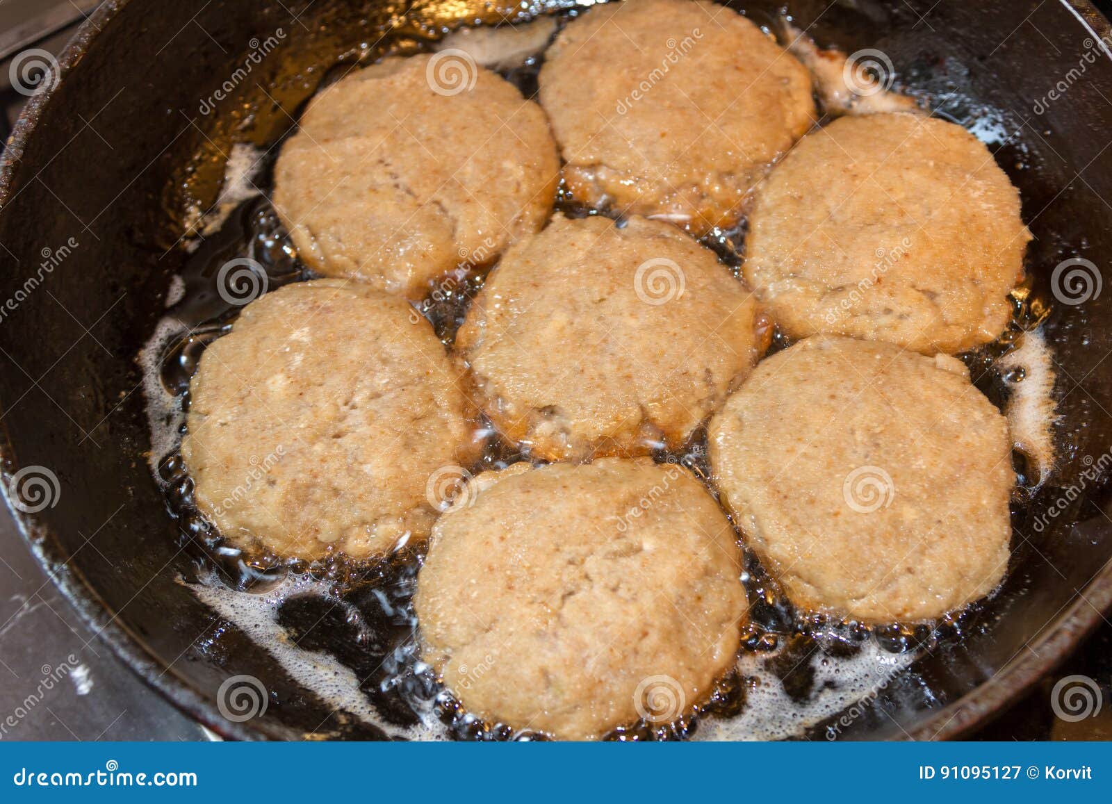 Frying Patties on a Frying Pan Stock Image - Image of fresh, burger ...