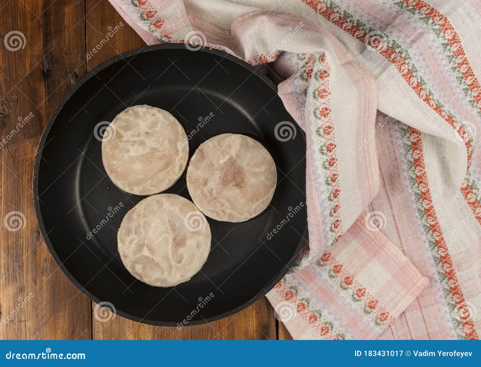 Frying Raw Fish Cutlet in Oil in a Pan, Top View Stock Image - Image of ...