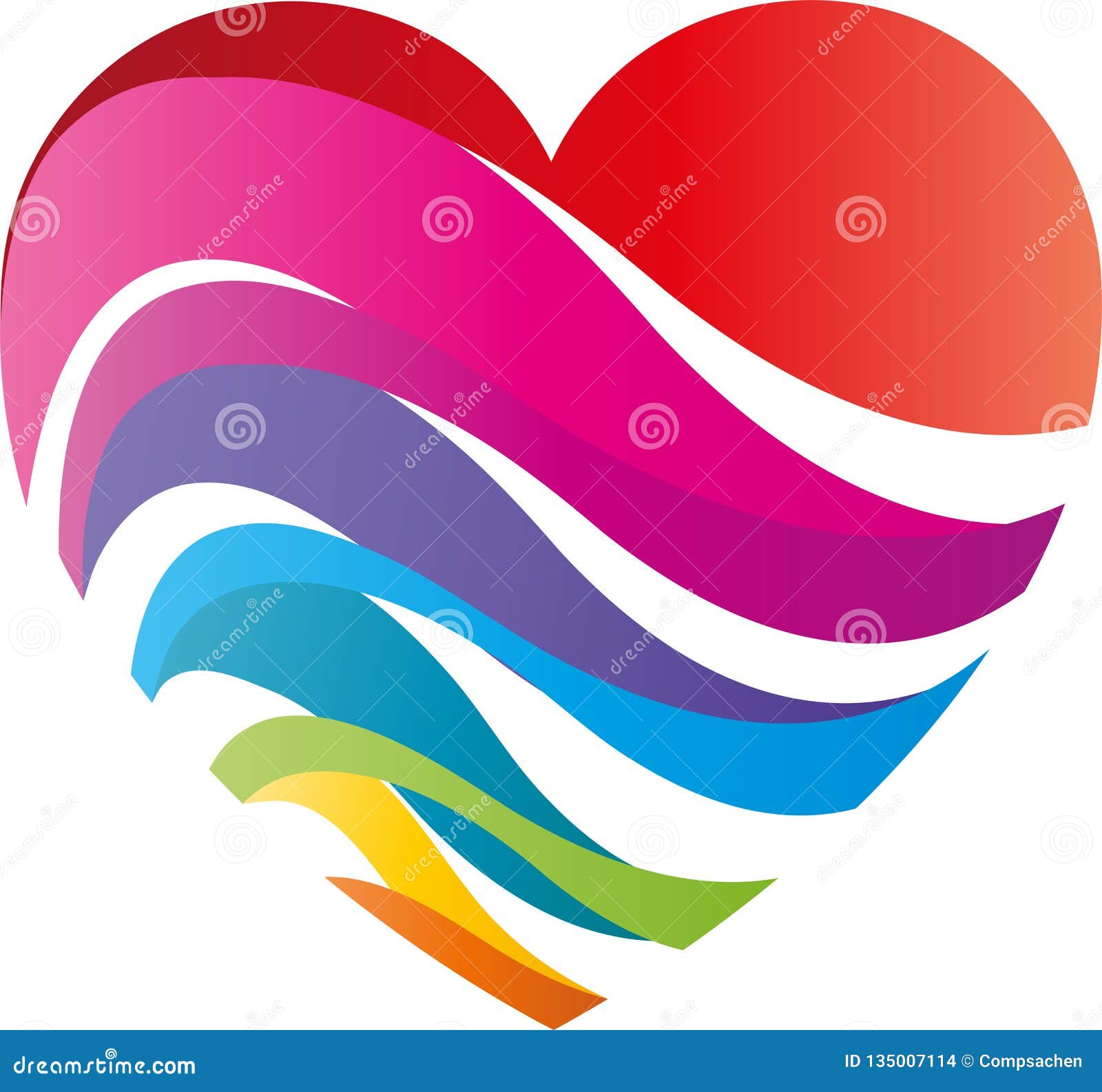 Heart of Waves in Colors, Heart and Painter Logo Stock Vector ...