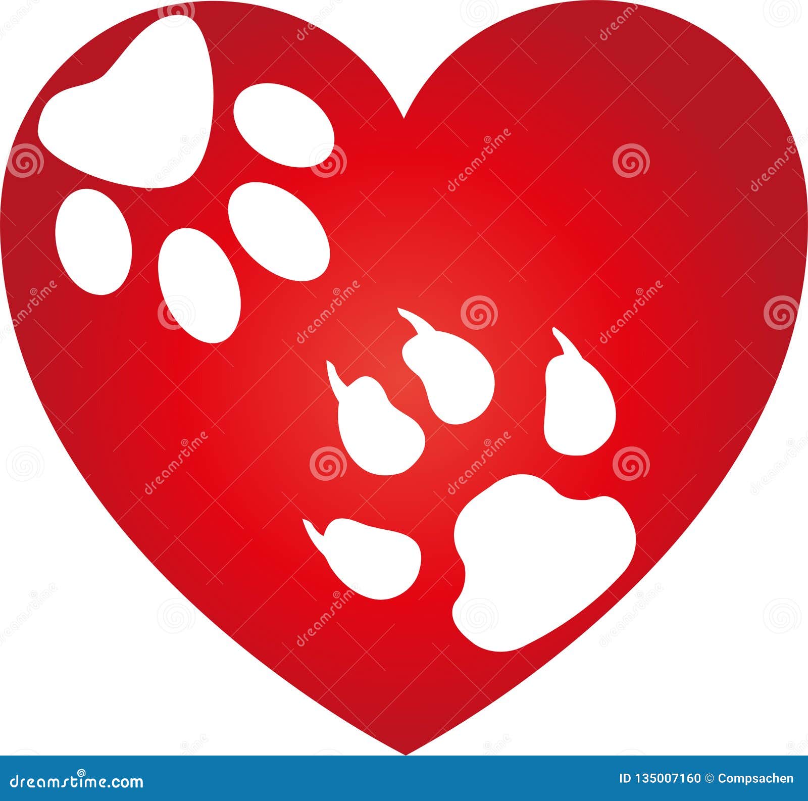 Heart, Cat Paw and Dog Paws, Dogs and Cats Logo Stock Vector ...