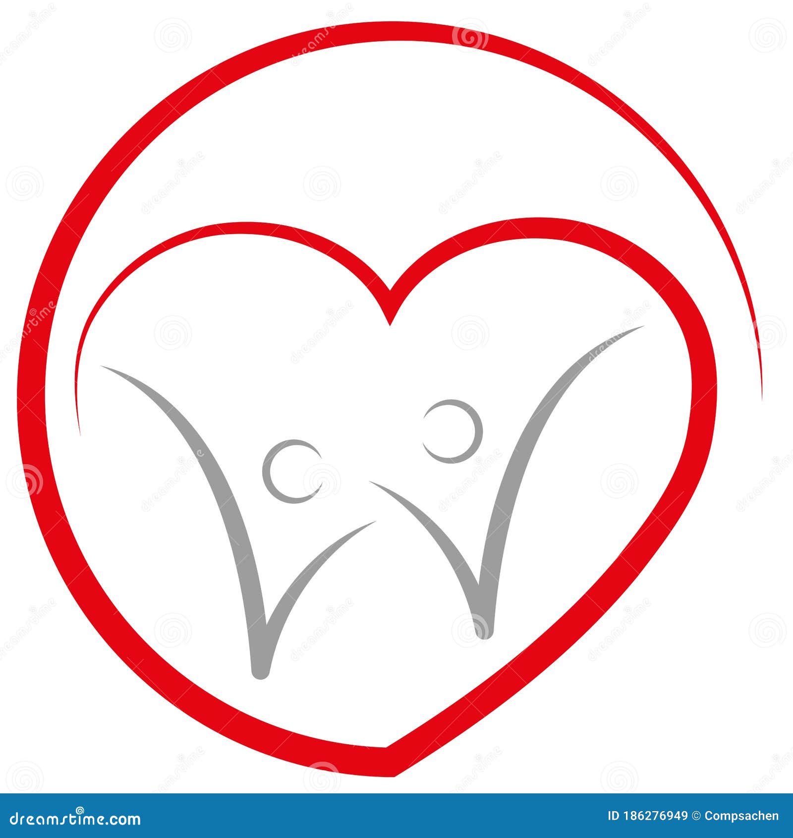 Two Person and Heart Logo, People Logo, Love Logo Stock Vector ...