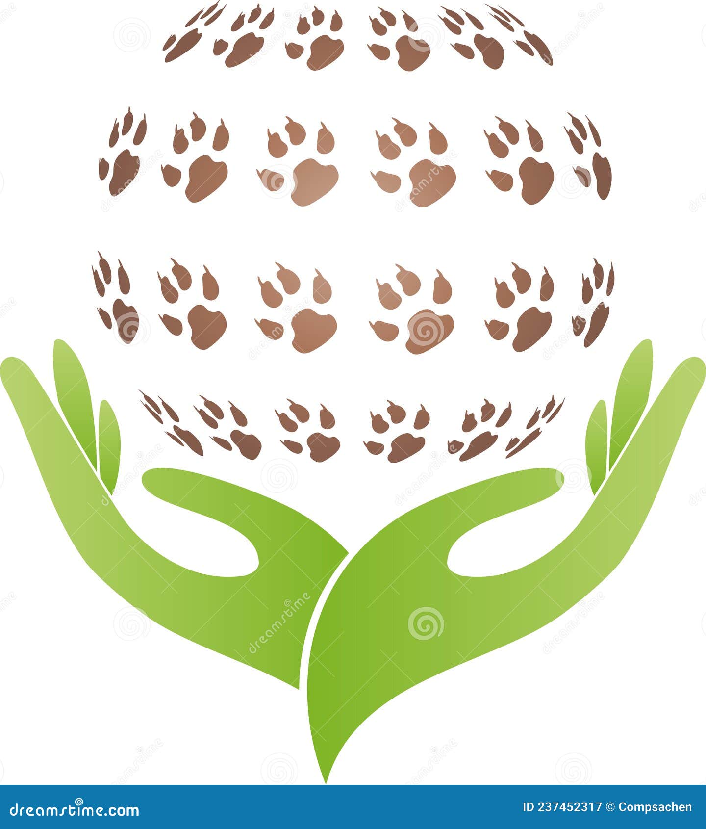 Two Hands And Paws, Dog Paw, Wolf Paw, Logo, Button And Logo, Animals ...