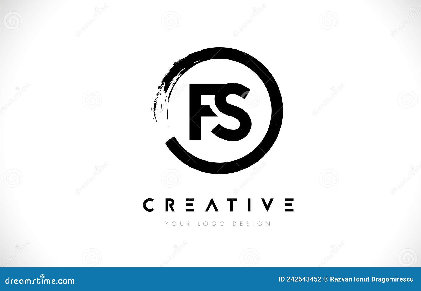 FS Letter Logo with Circle Brush Design and White Background Stock ...