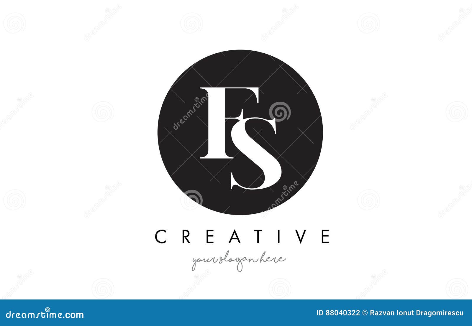 FS Letter Logo Design with Black Circle. Stock Vector - Illustration of ...