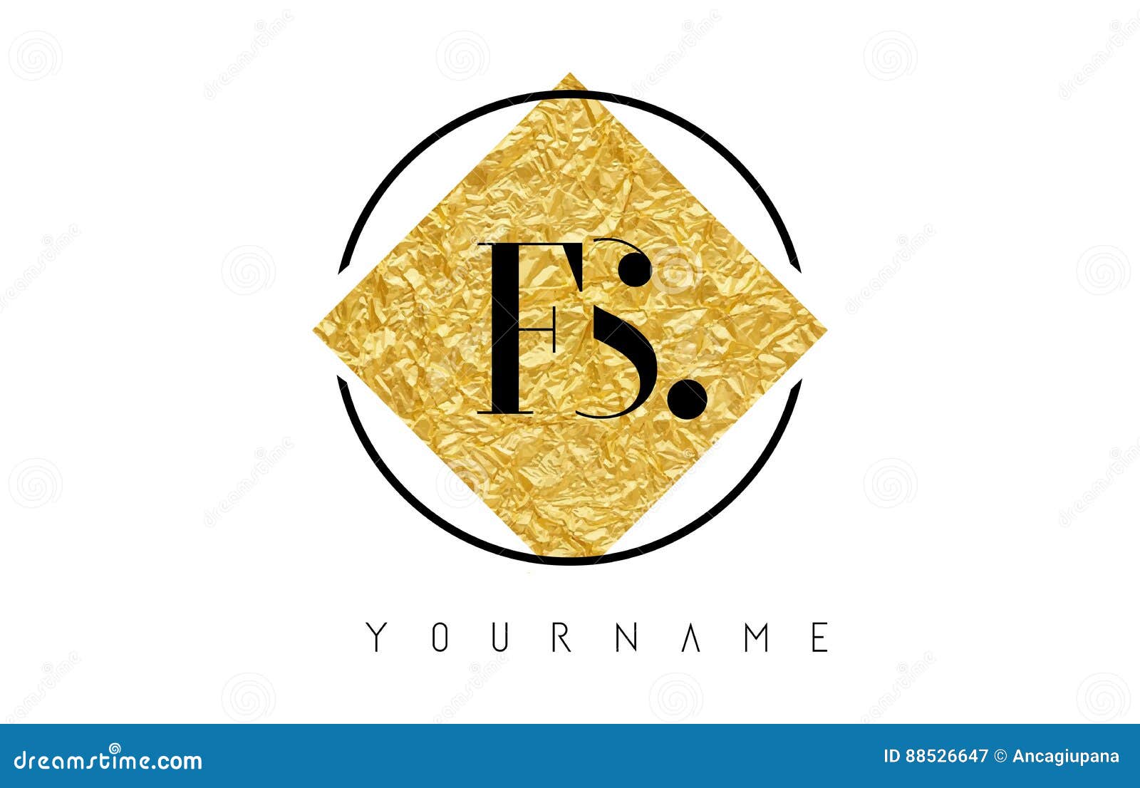 FS Letter Logo with Golden Foil Texture. Stock Vector - Illustration of ...